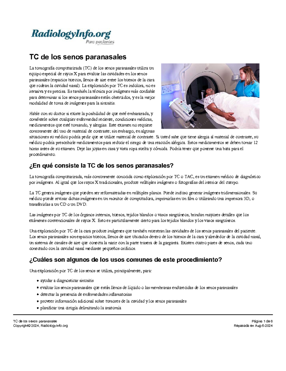 Sinusct - Tomografia senos paranasales - TC de los senos paranasales La tomografía computarizada ...