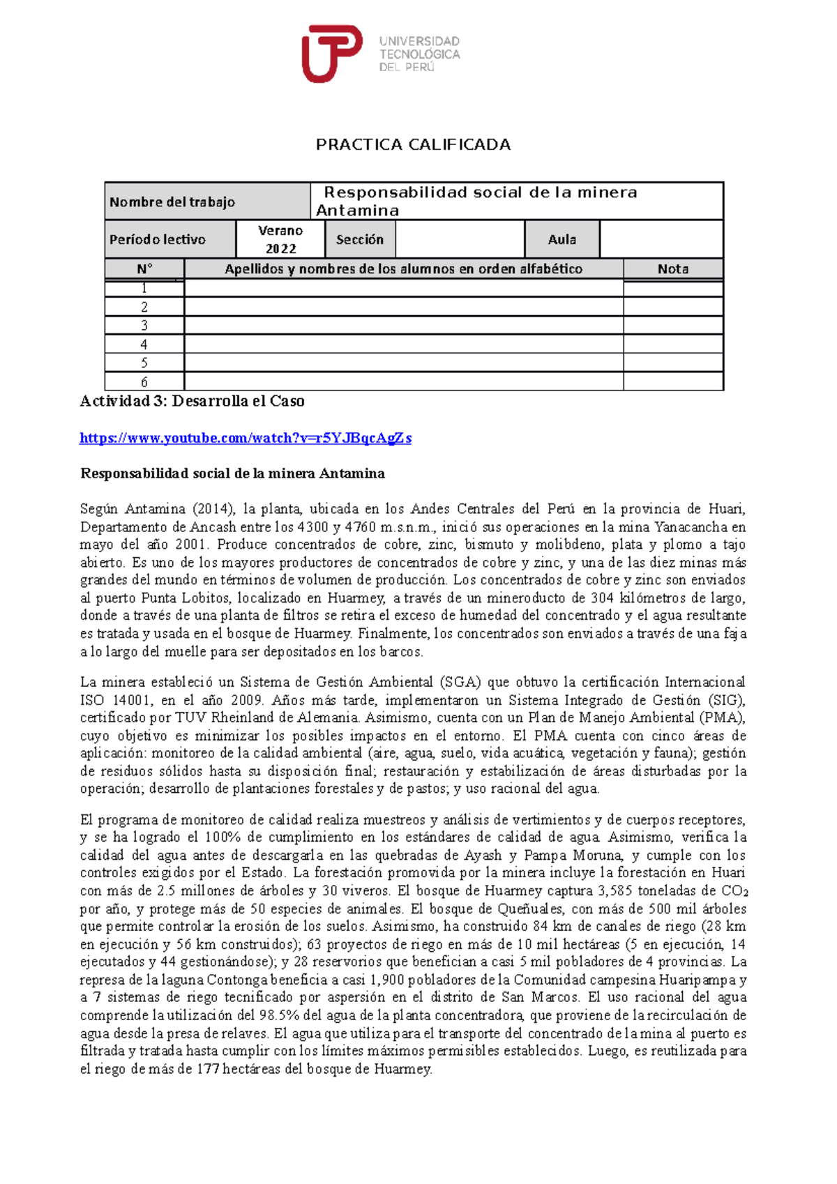 Practica Calificada 2 Medio Ambiente - PRACTICA CALIFICADA Actividad 3 ...