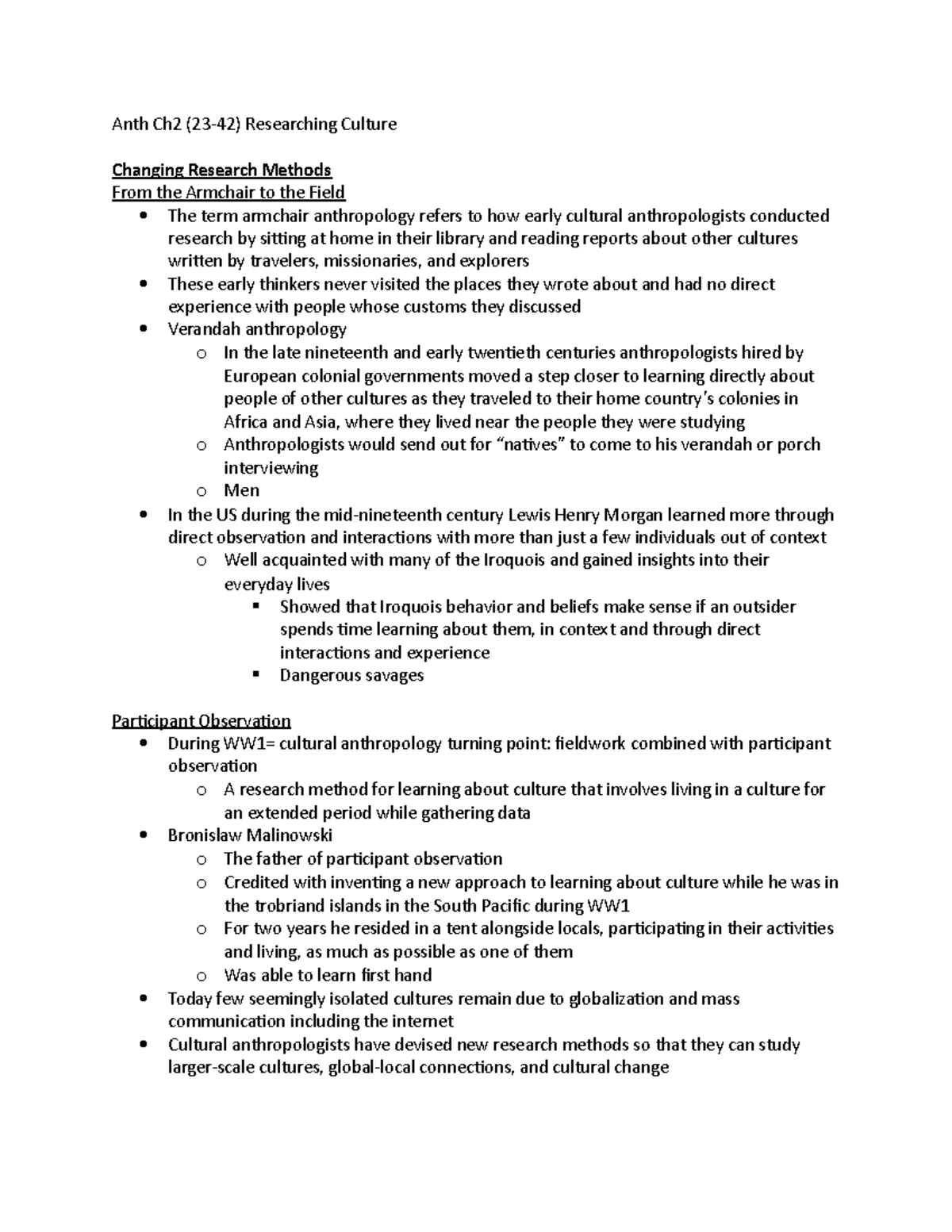 ANTH - ALL Chapter Notes and Lecture Notes - Anth Ch2 (23-42 ...