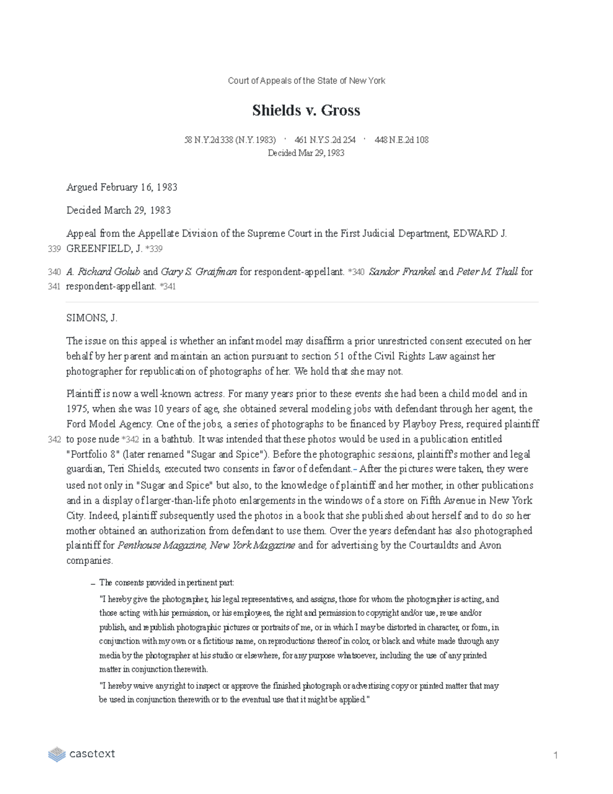 Shields-v.-Gross - Cases - Court of Appeals of the State of New York Shields v. Gross 58 N.Y 338 ...