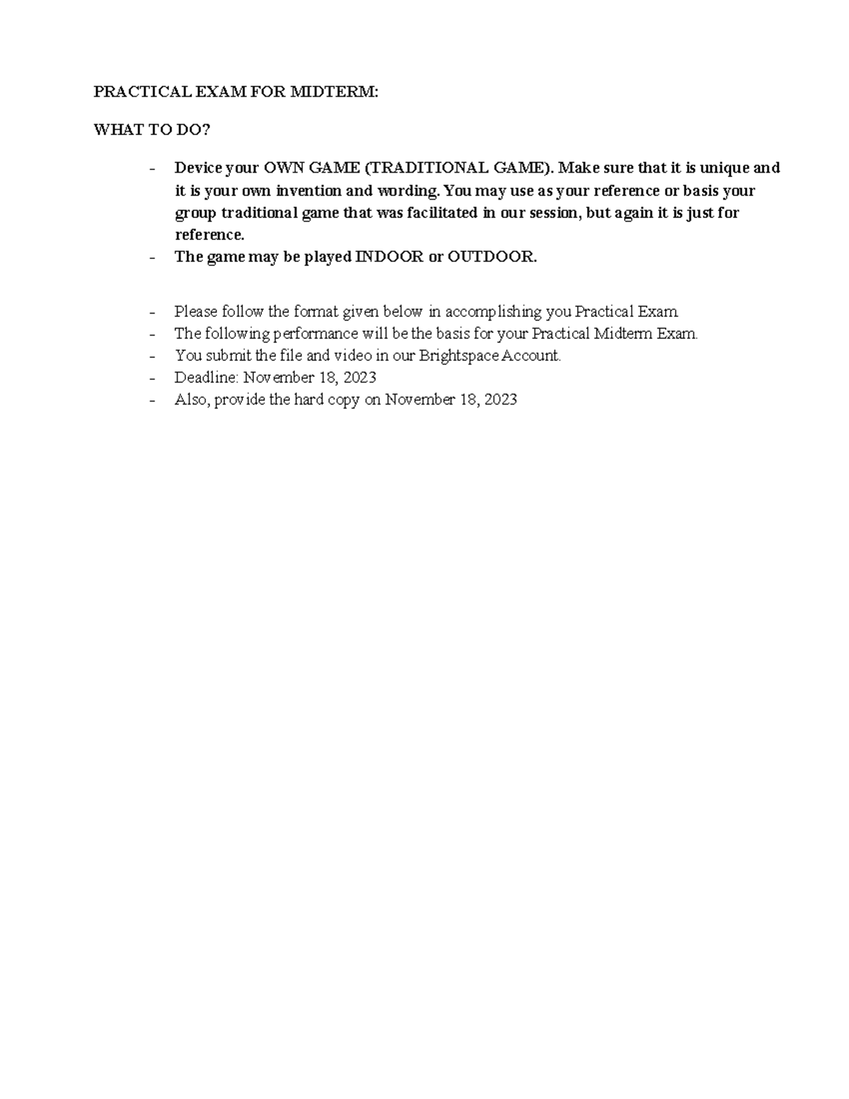 Midterm-Examination-Format - PRACTICAL EXAM FOR MIDTERM: WHAT TO DO ...