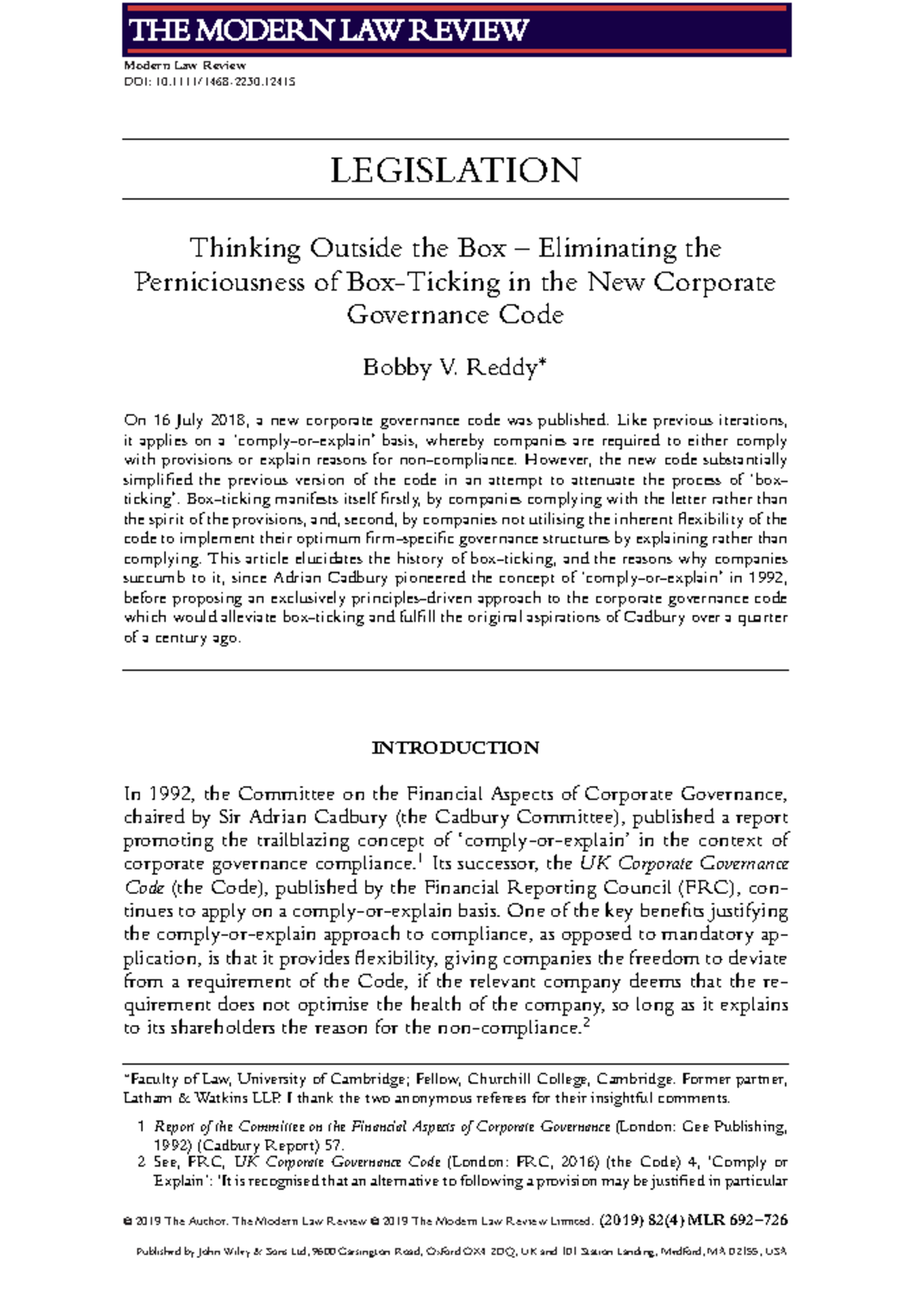 Corporate gov article - bs_bs_banner Modern Law Review DOI: 10/1468 ...