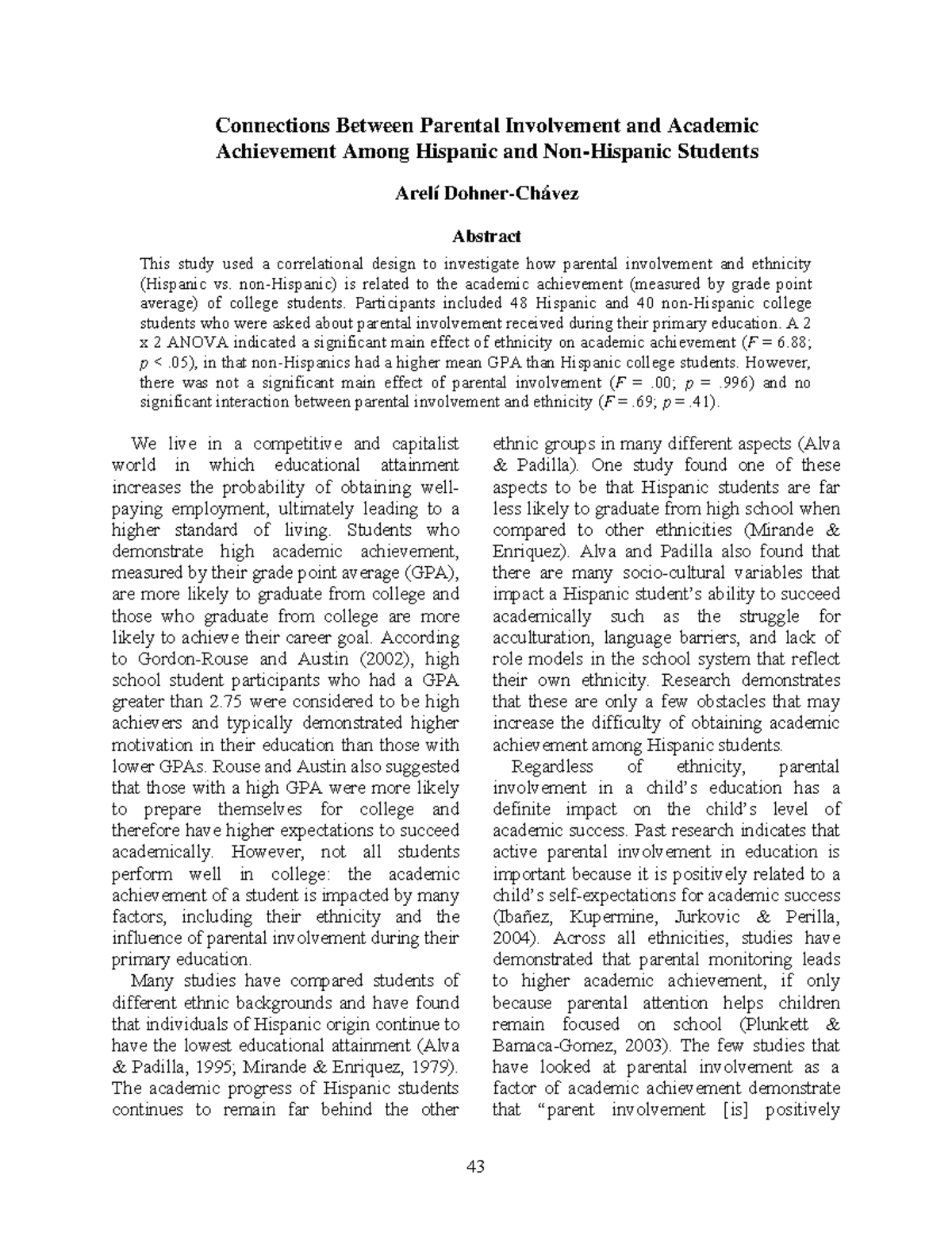 Iv 3 - for thesis use only - Connections Between Parental Involvement ...