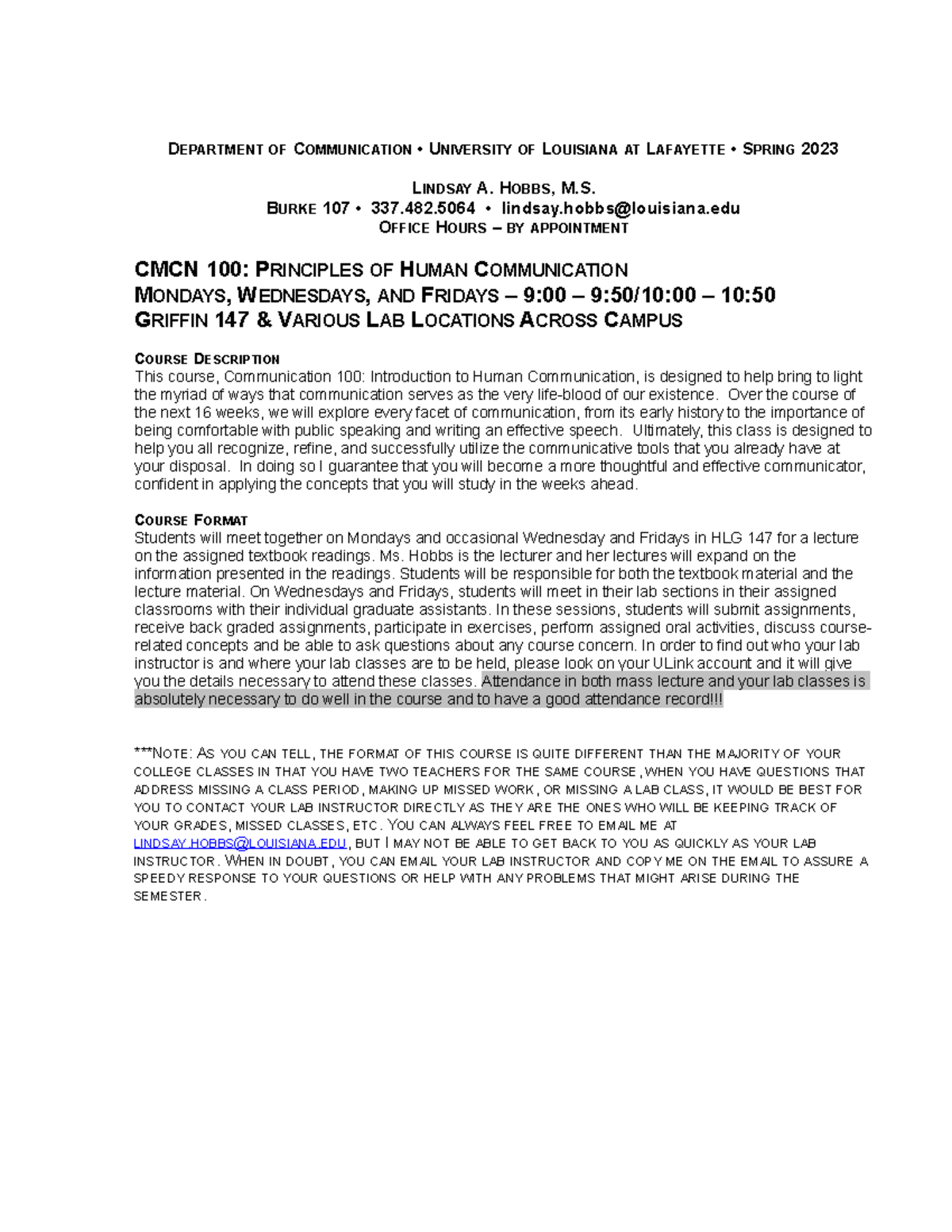 CMCN 100 - Spring 2023 - Course Syllabus - DEPARTMENT OF COMMUNICATION ...