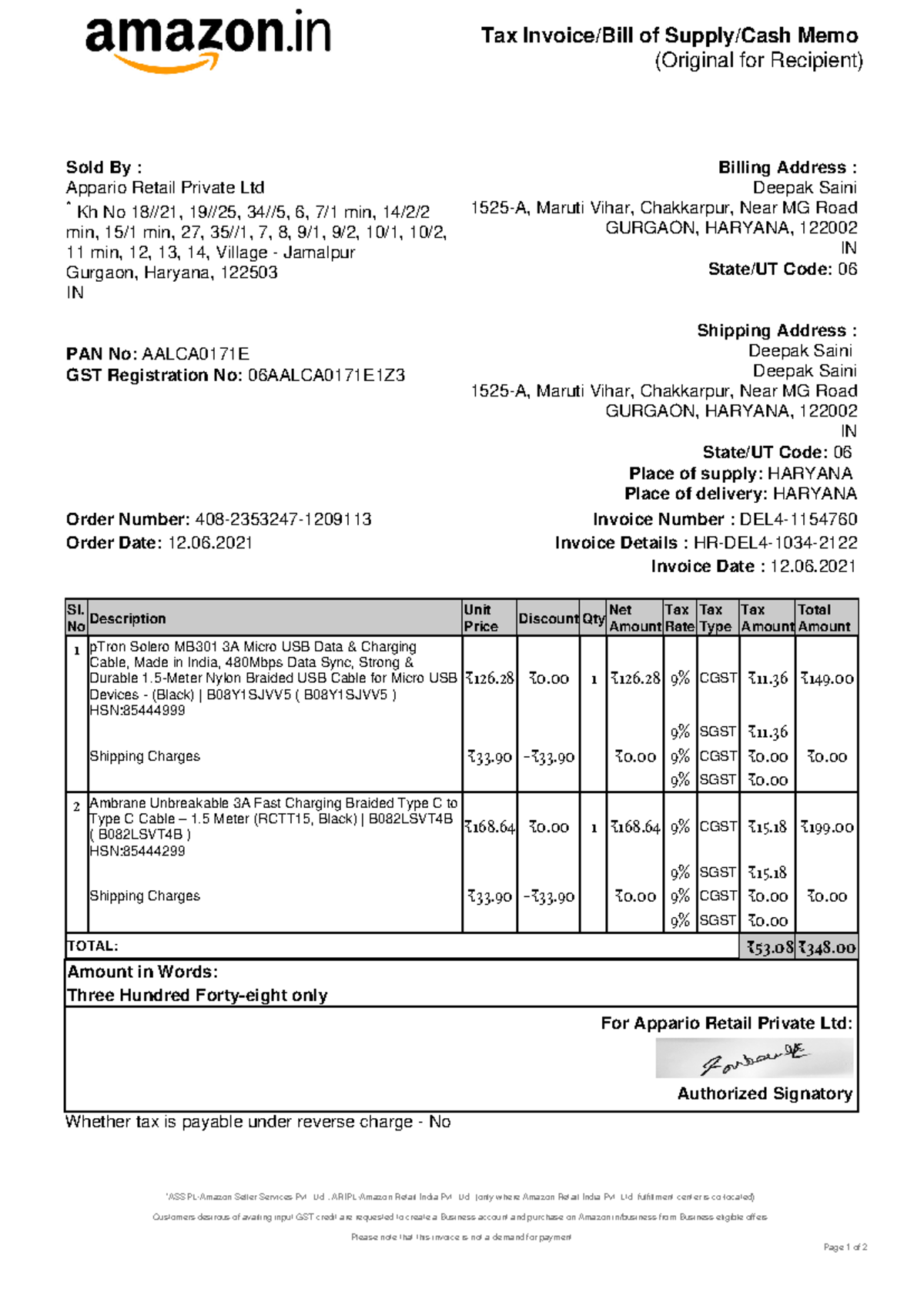 Invoice - Good Book - Tax Invoice/Bill of Supply/Cash Memo (Original ...