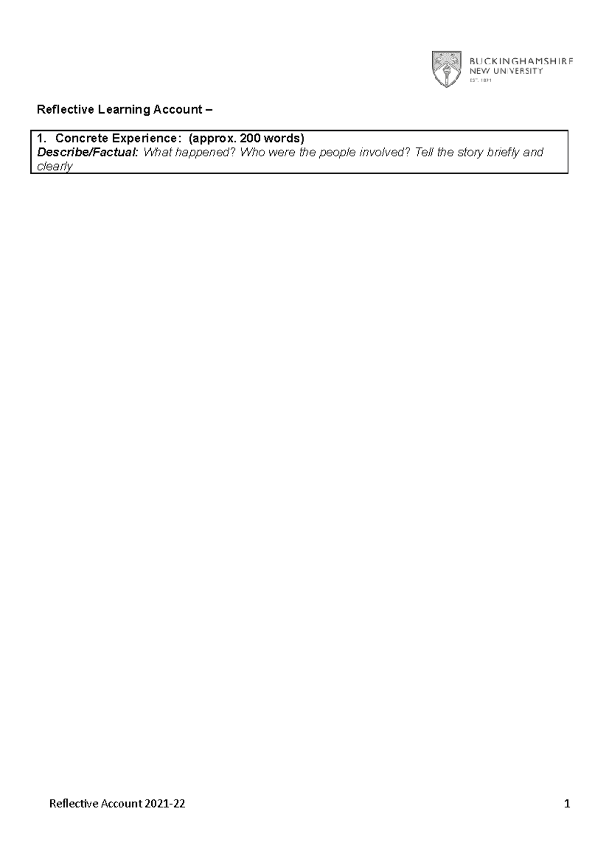 Ra111 - reflective account jo edwards social work msc - Reflective ...