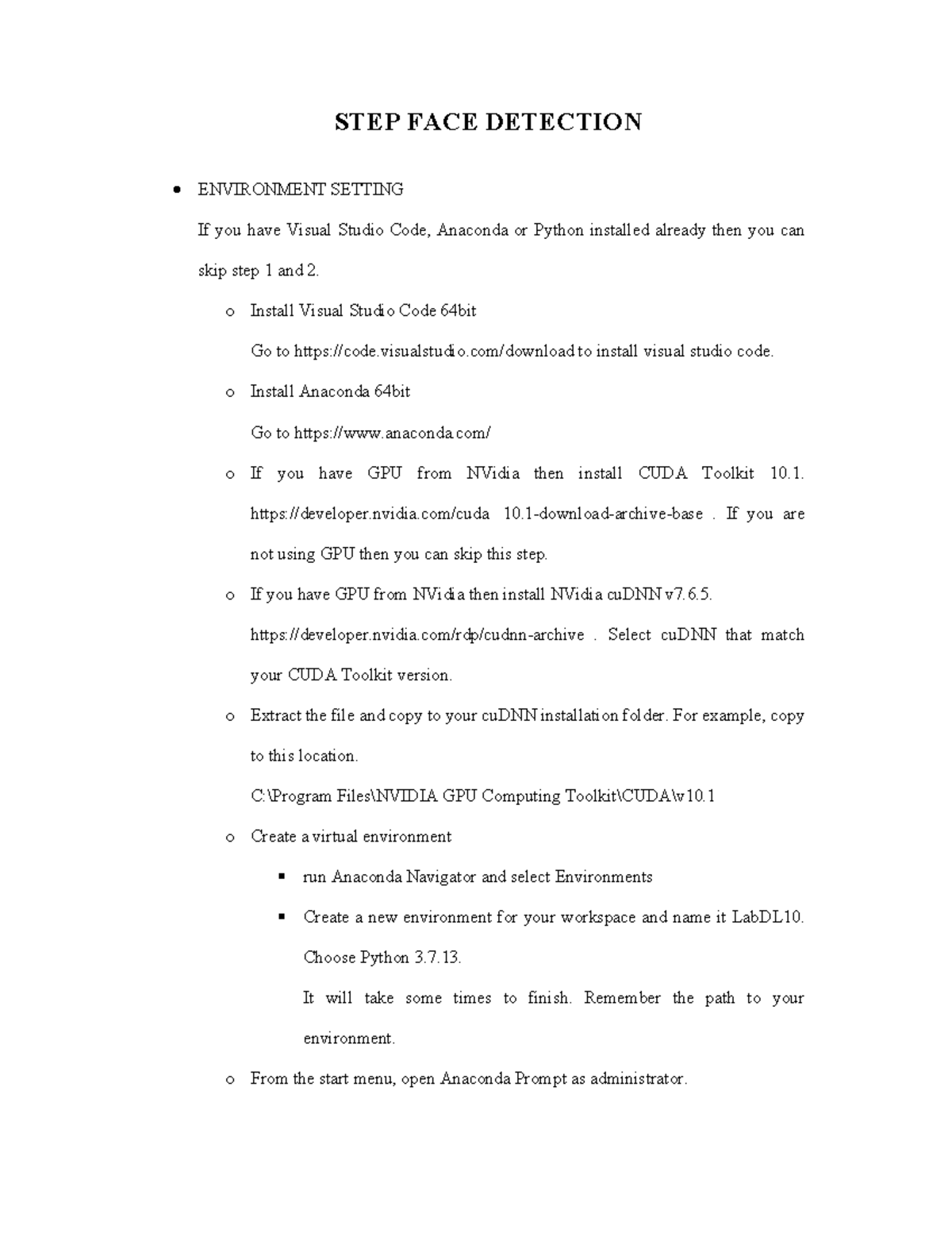 Step Face Detection Code Step Face Detection Environment Setting If 5649