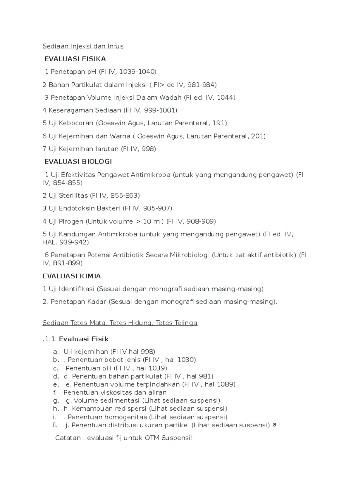 Evaluasi Sediaan Steril - Sediaan Injeksi dan Infus EVALUASI FISIKA 1 ...