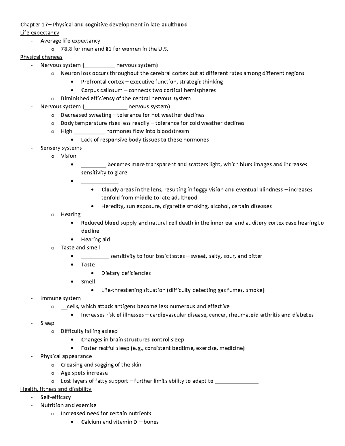 Ch17 Handout - Fill in the blank notes to the Physical and Cognitive ...