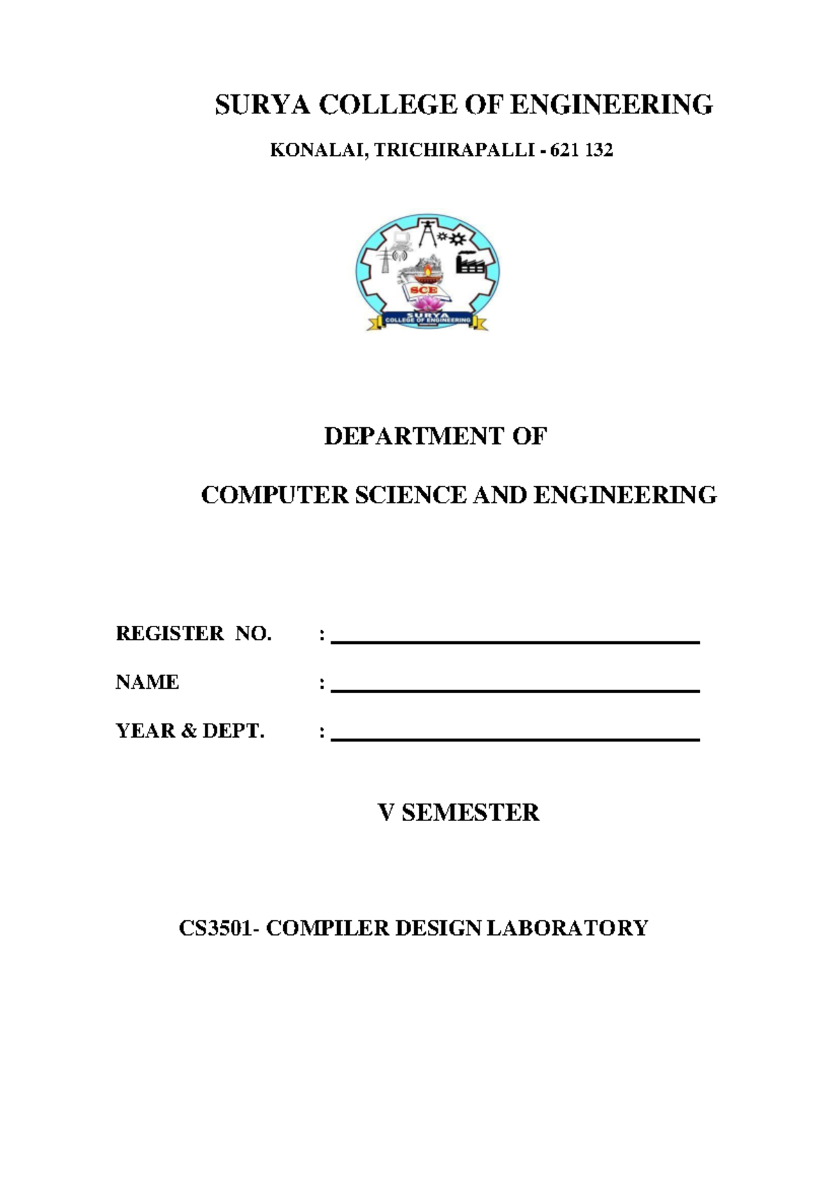 Cd record - SURYA COLLEGE OF ENGINEERING KONALAI, TRICHIRAPALLI - 621 ...