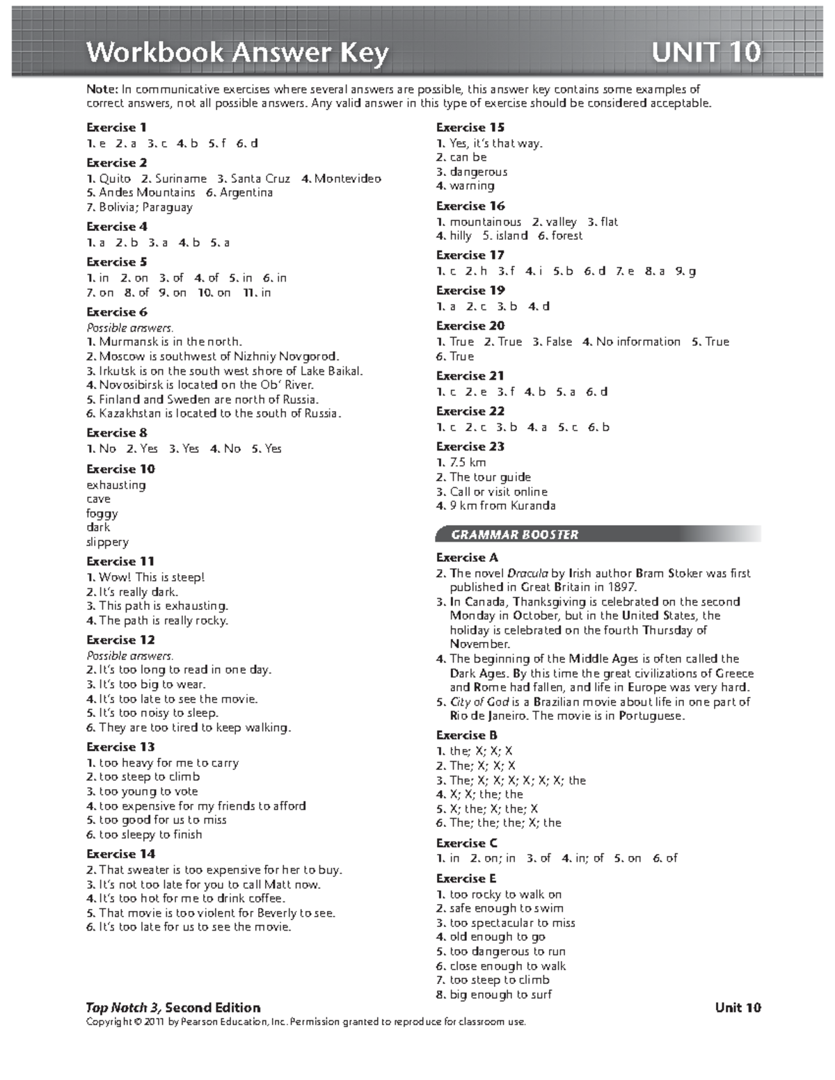 UNIT 10 Workbook AK - Copyright © 2011 by Pearson Education, Inc ...