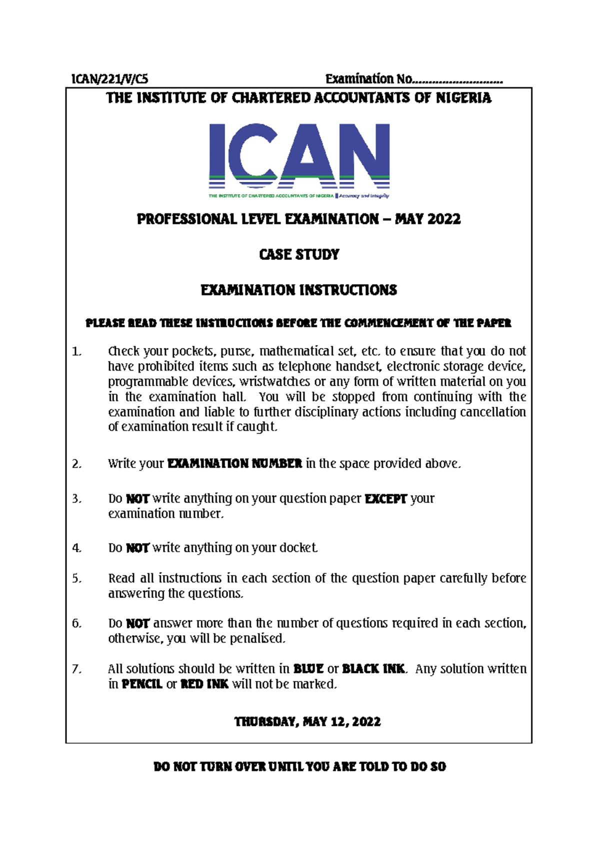 CS-PR-SEEN May 2022 - I need the solution to aid understand. - ICAN/221/V/C5 Examination - Studocu