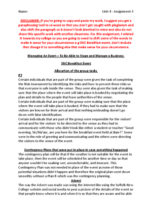 Unit 4 - Assignment 2 ( Distinction) - DISCLAIMER: If you’re going to ...