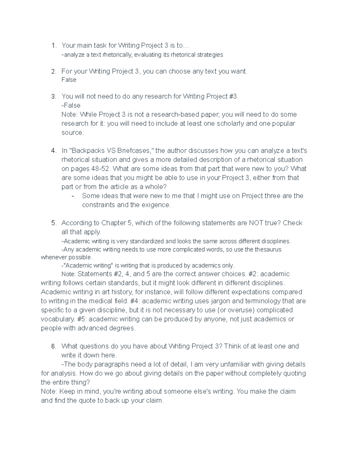 Knowledge Check #10 ENG 101 - 1. Your main task for Writing Project 3 ...