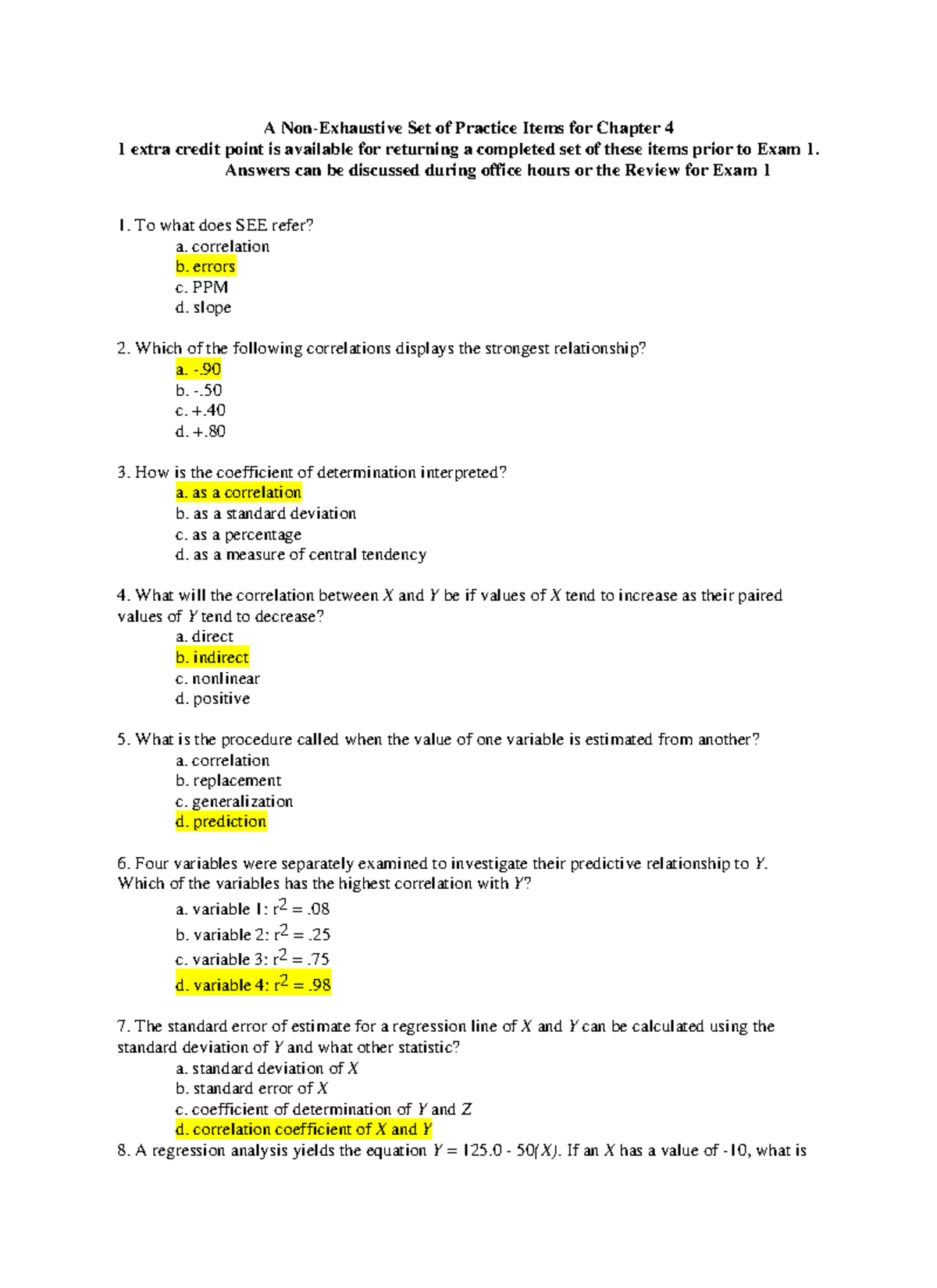 Practice Items Chapter 4 extra credit - A Non-Exhaustive Set of ...