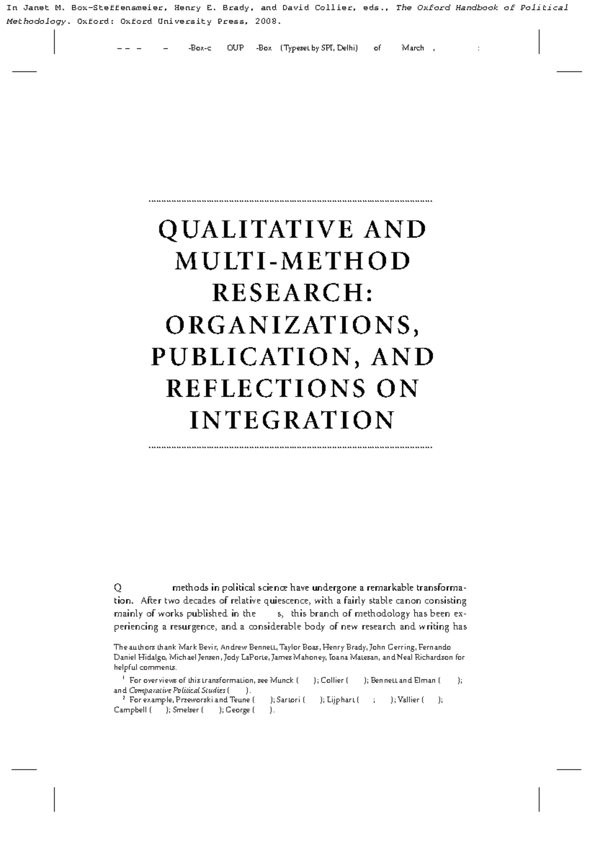 Qualitative and Multi-Method Research - – – – – -Box-c OUP -Box ...