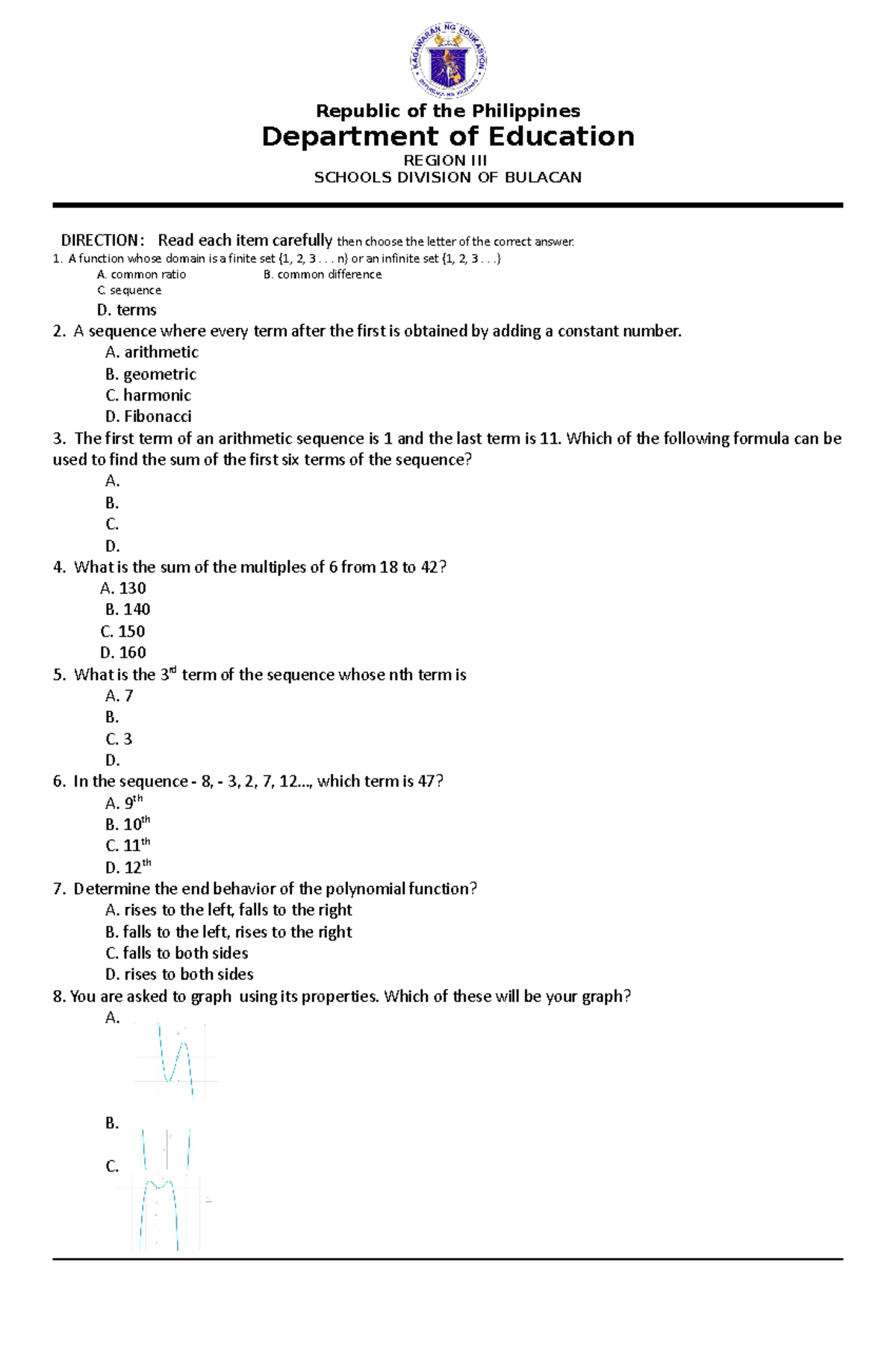 Grade 10 Exit-Assessment.with Answer Key docx - Department of Education ...