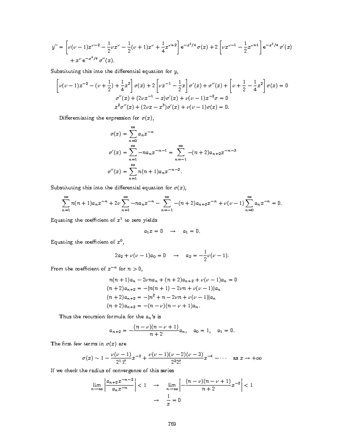 Ref MATH Adv Math Methods Sean Mauch-198 - y ′′ = [ ν(ν − 1)x ν− 2 − 1 ...