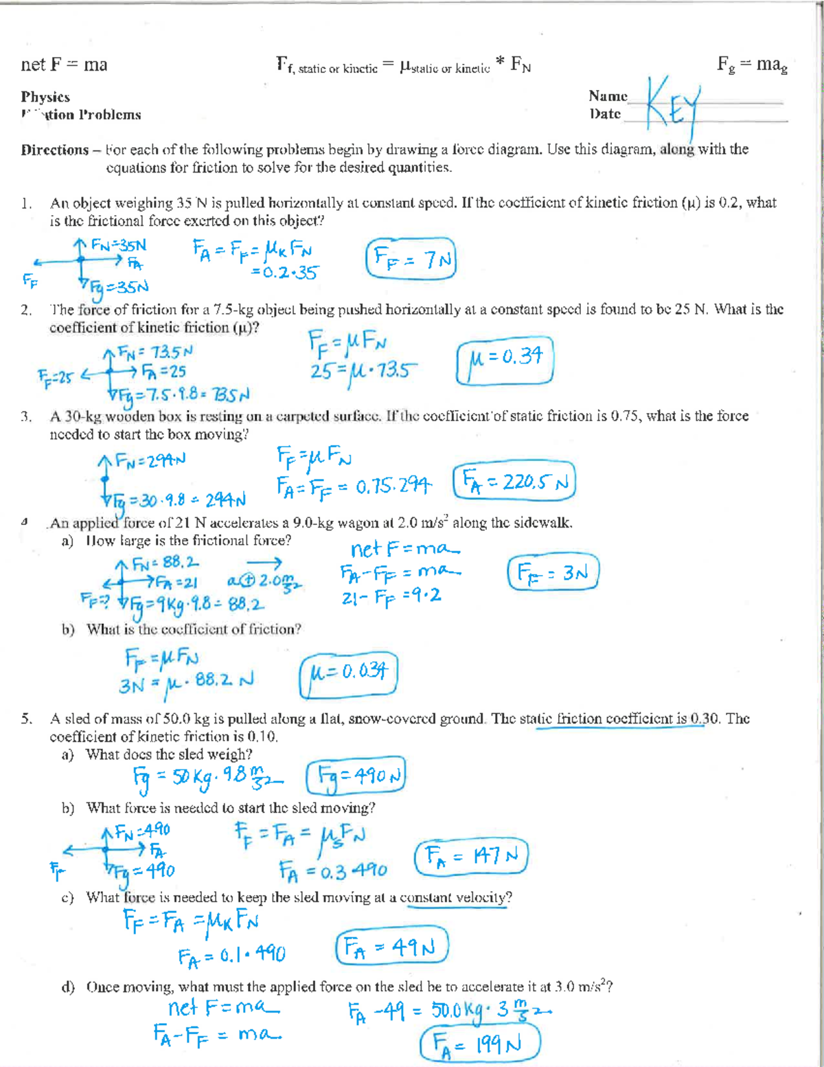 Friction I KEY - Arts and Science - Studocu