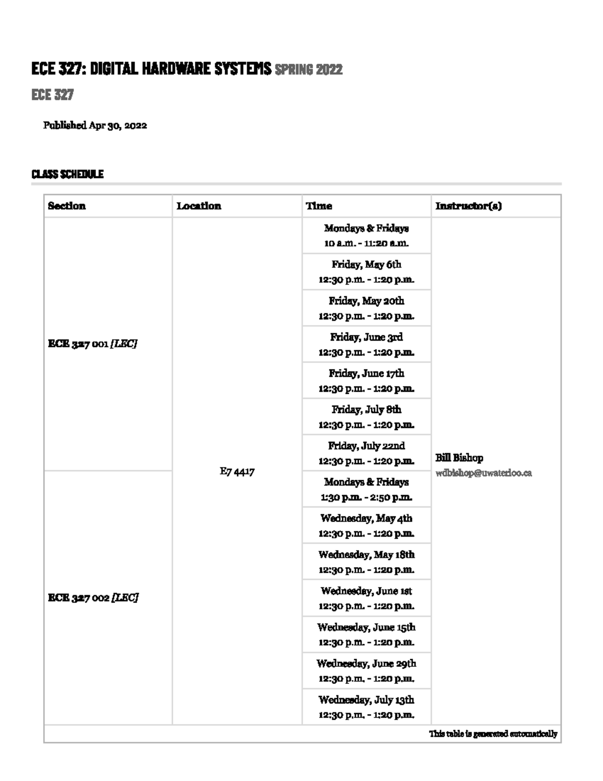ECE 327 Syllabus - Spring 2022 - Ece 327 - Studocu