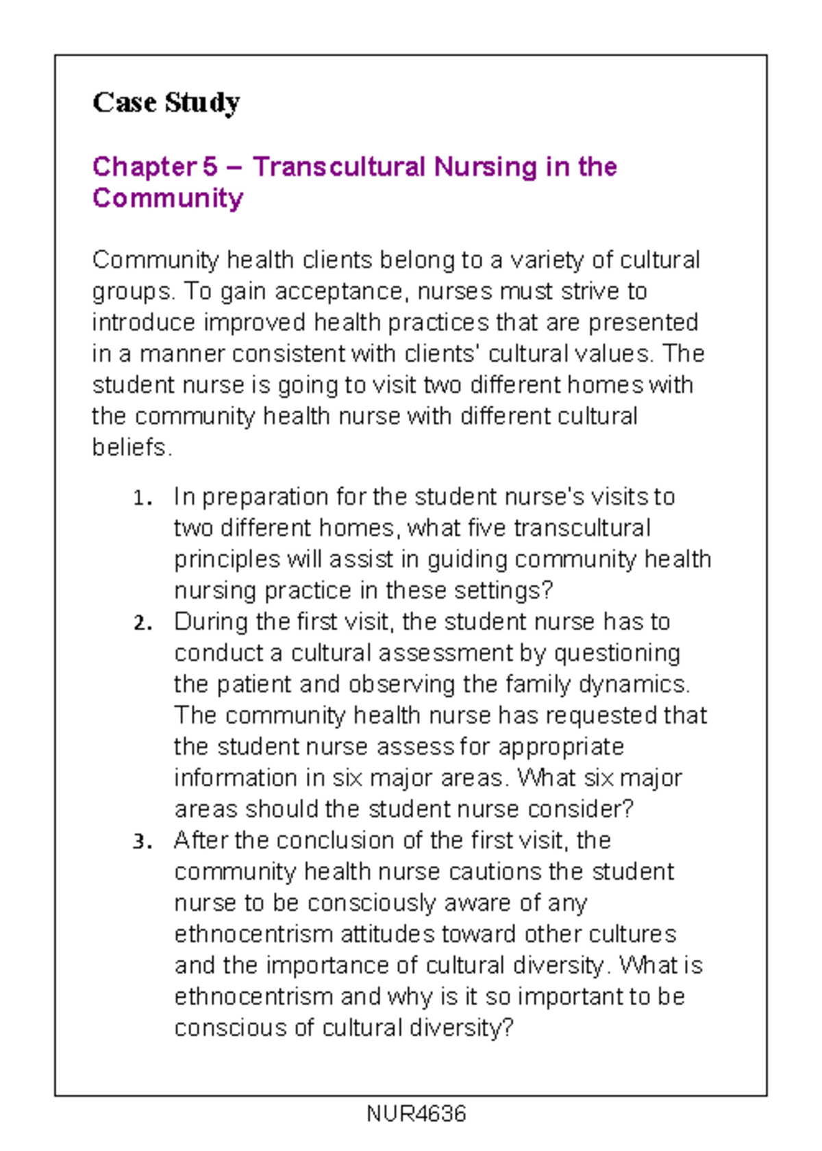 Case Study Chpt5 - great notes - NUR Case Study Chapter 5 ...