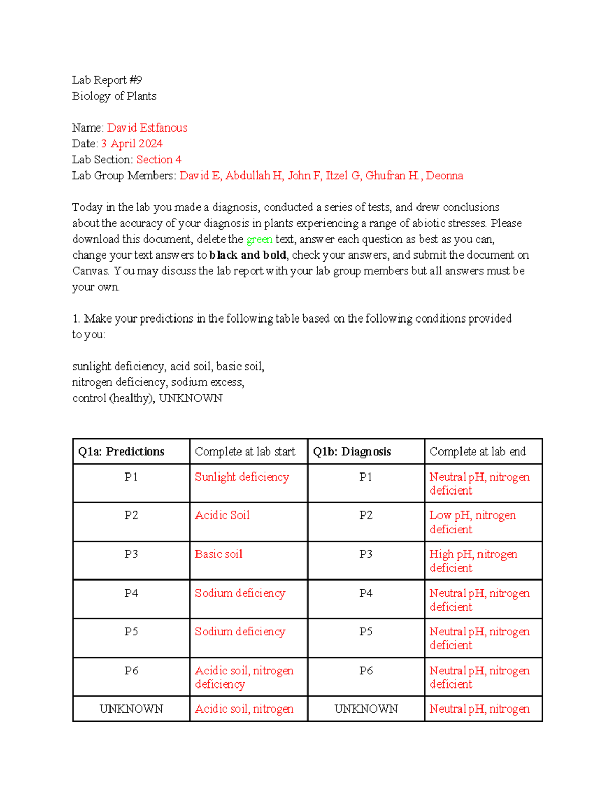 Lab Report #9 BOP - Cool stuff - Lab Report # Biology of Plants Name ...