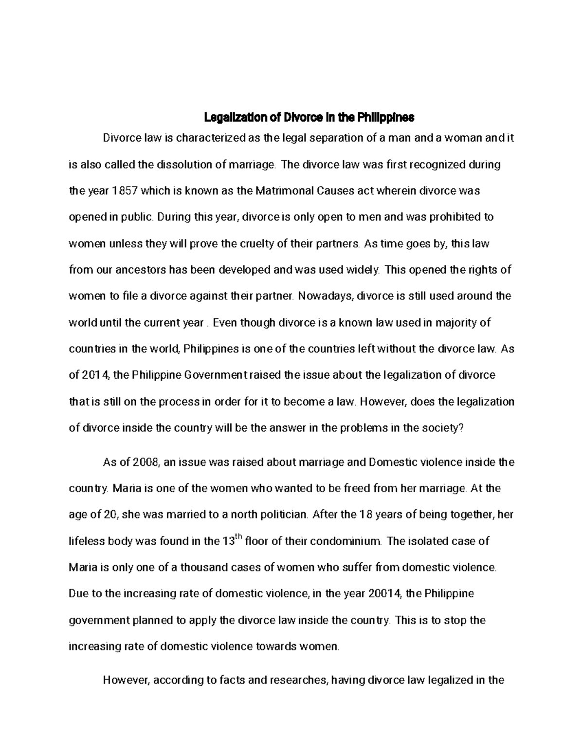 Legalization of Divorce in Ph - LegalizationofDivorceInthePhilippines ...
