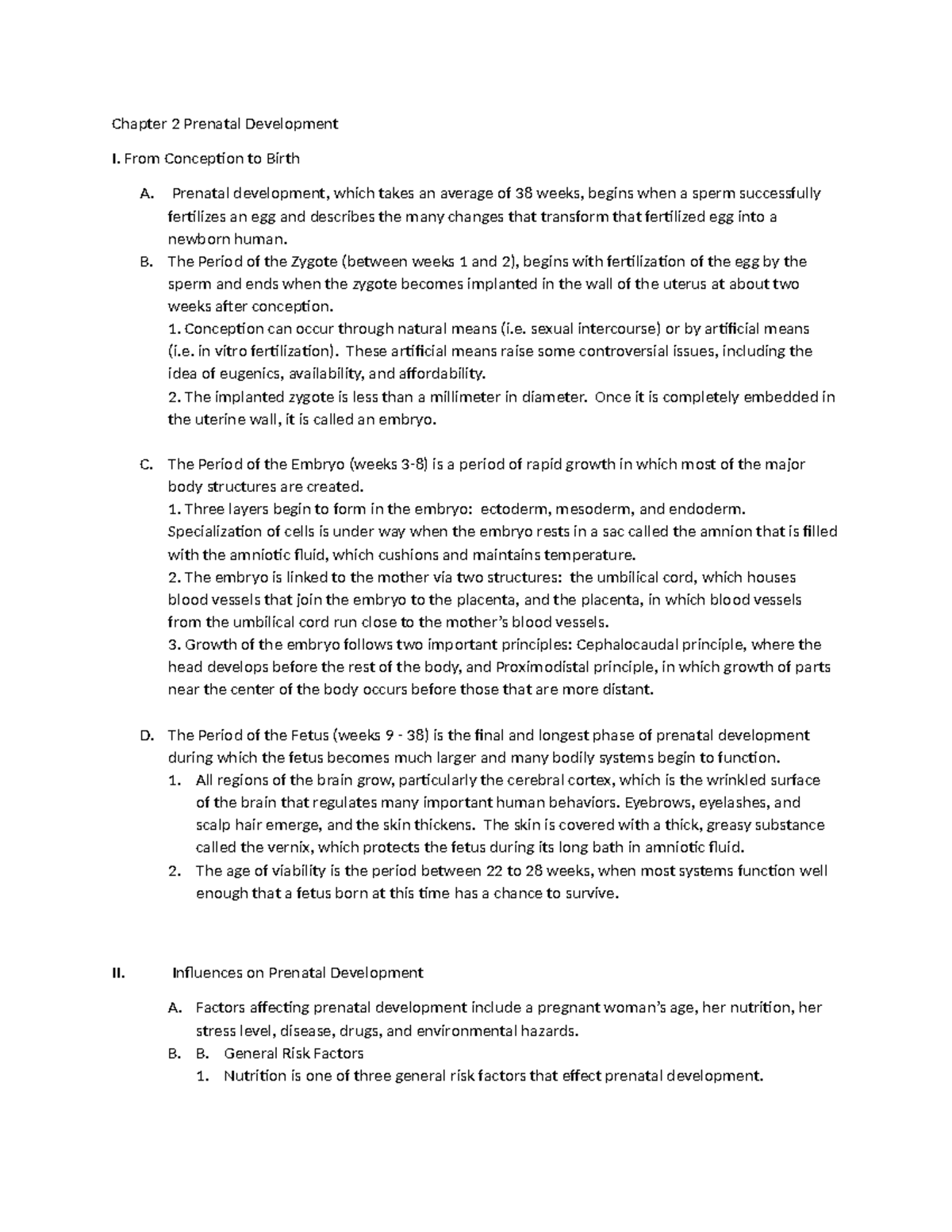 Chapter 2 Prenatal Development Handouts - Chapter 2 Prenatal ...