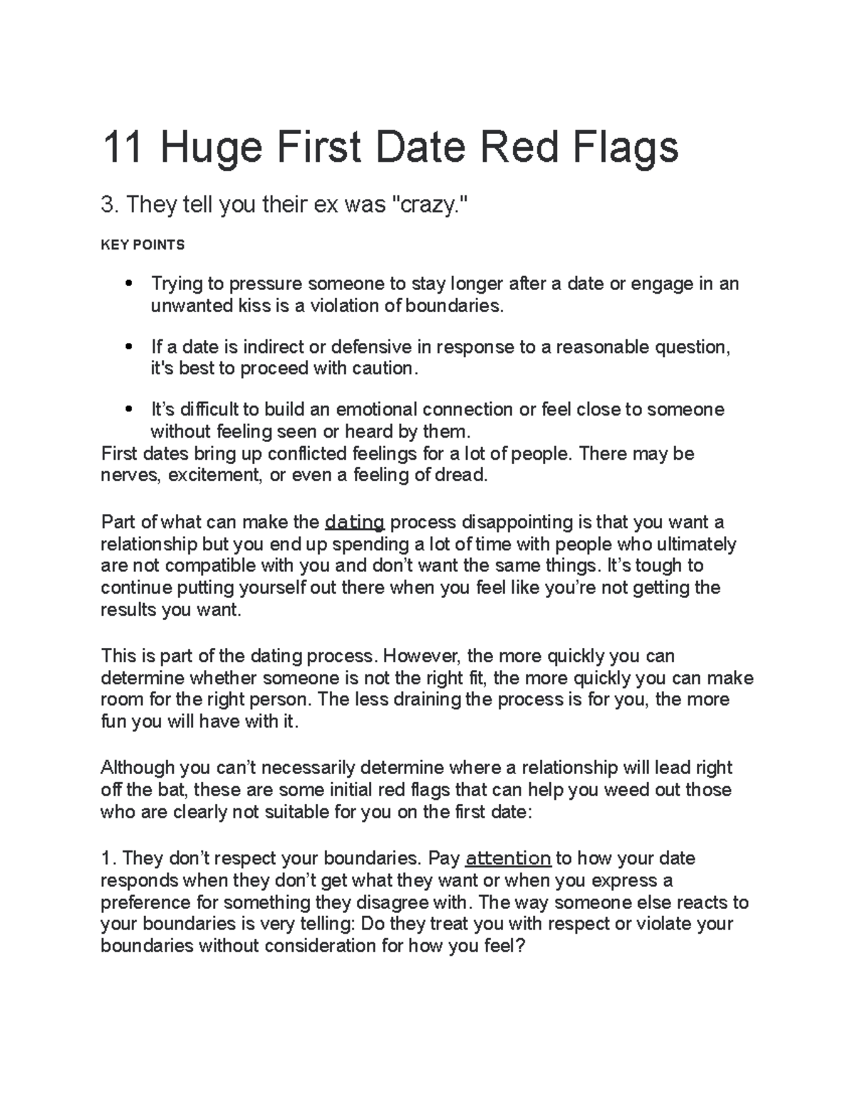 11 Huge First Date Red Flags - They tell you their ex was "crazy." KEY ...