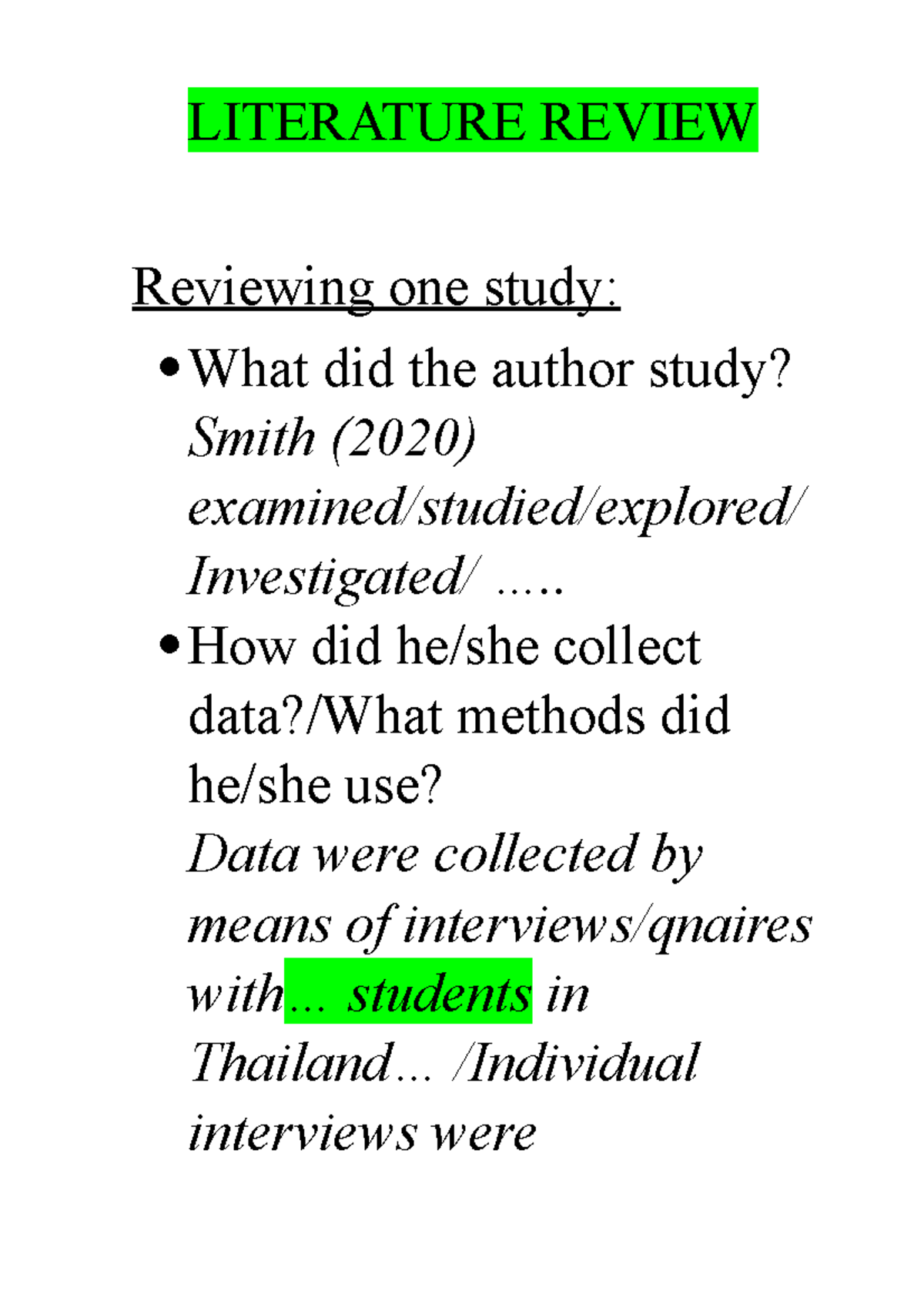 Literature- Review - m;'m;'m;llml; - LITERATURE REVIEW Reviewing one ...