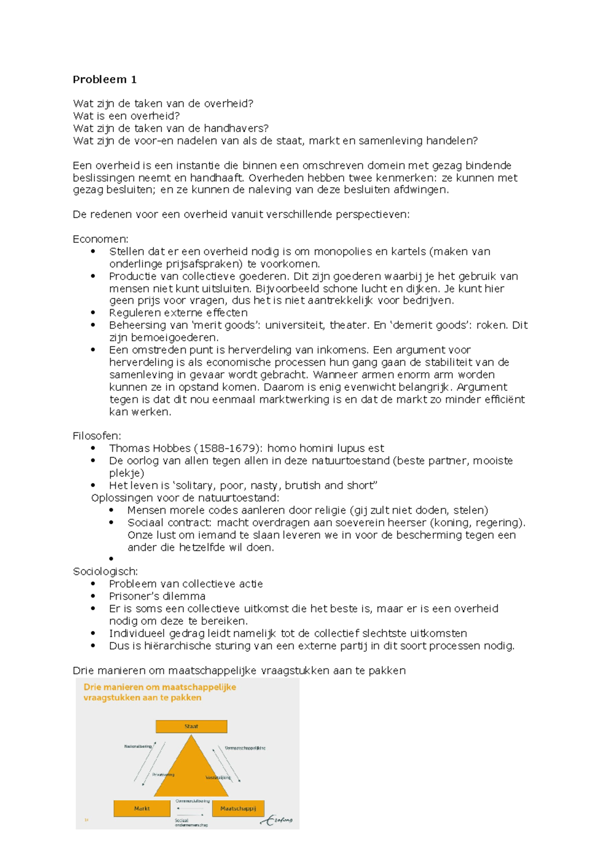 Samenvatting Blok 1 Probleem 1 Wat Zijn De Taken Van De Overheid Wat
