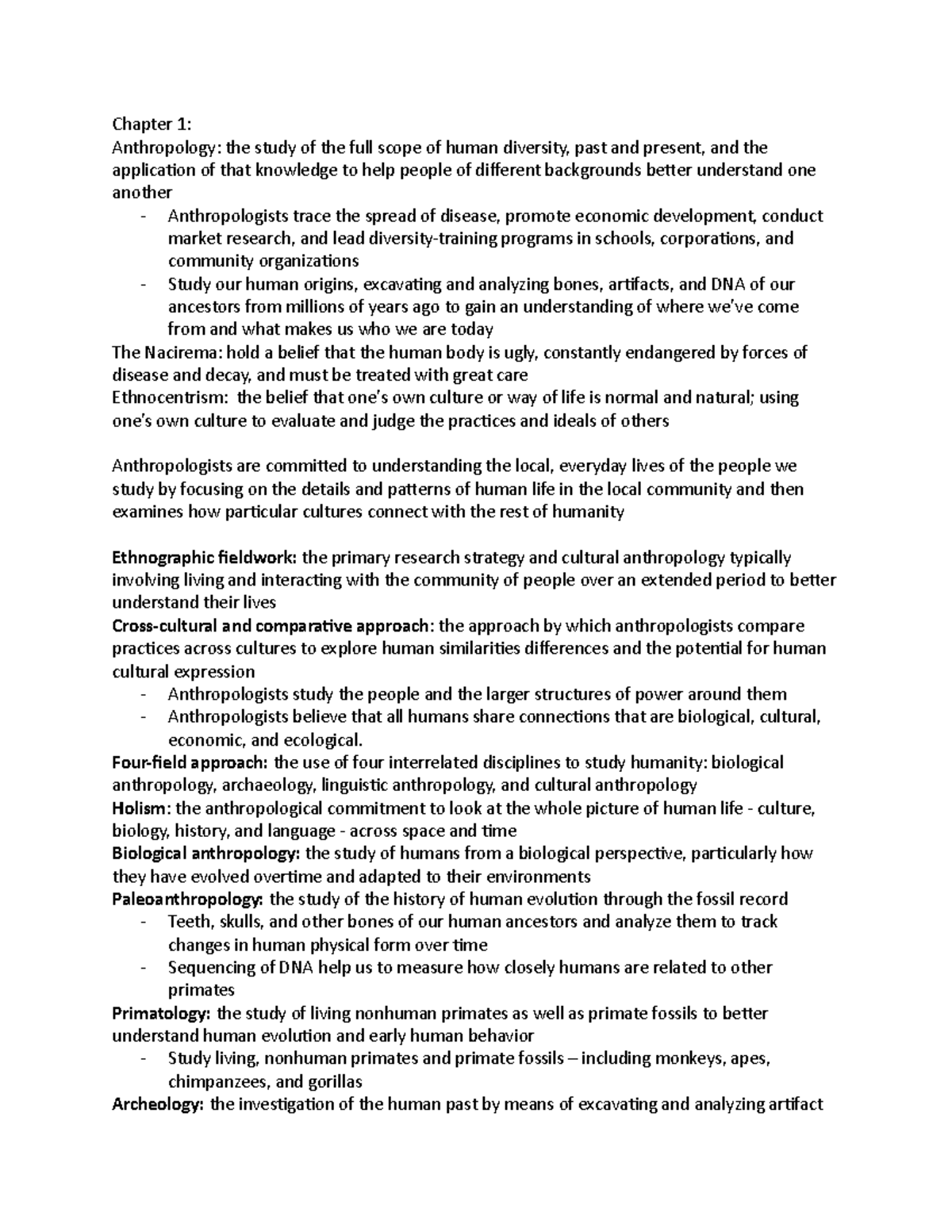 Intro to cultural anthropology textbook notes - Chapter 1: Anthropology ...