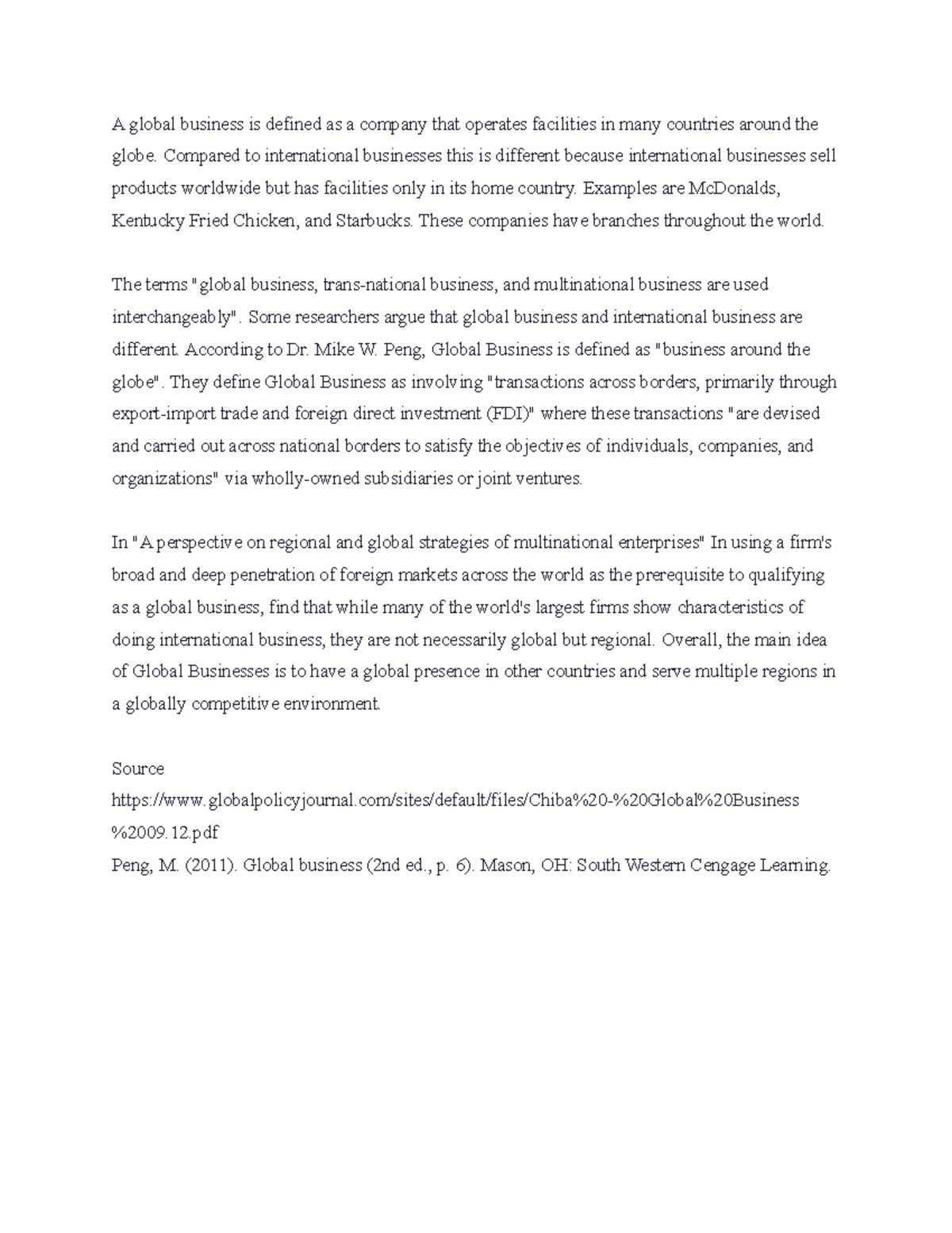 Global business definition - A global business is defined as a company ...