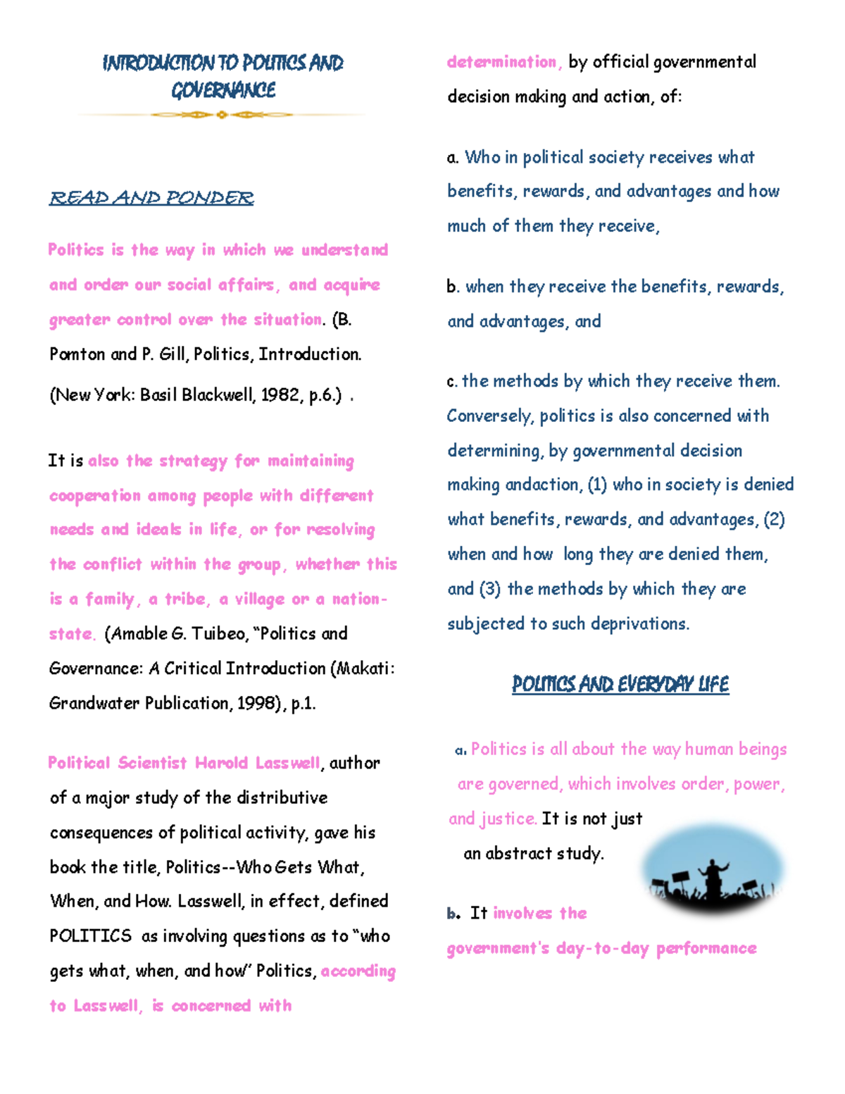 Introduction TO Politics AND Governance-converted - INTRODUCTION TO ...