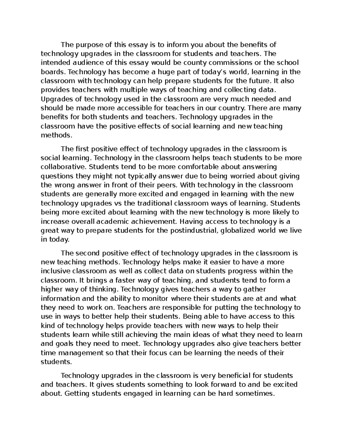 Essay- Teachers 6 - The purpose of this essay is to inform you about ...