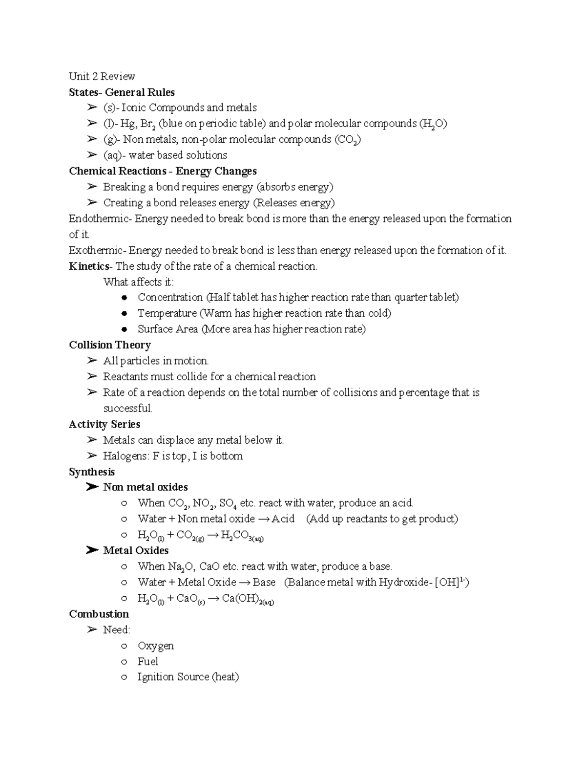 Unit 2 - Unit 2 notes - Unit 2 Review States- General Rules (s)- Ionic ...