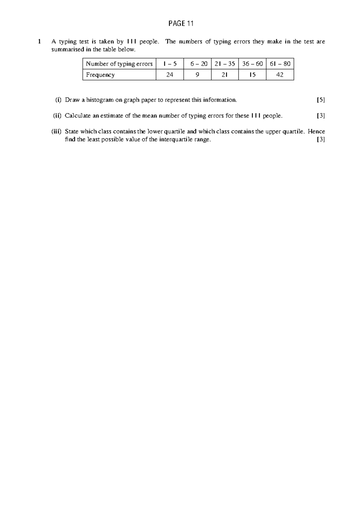 Descriptive Stats Qna Notes 1 A Typing Test Is Taken By 111 People