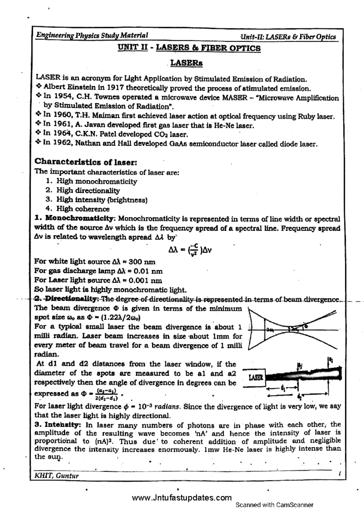 Engg Physics R20 - Unit-2 - COMPUTER SCIENCE ENGINEERING - Studocu