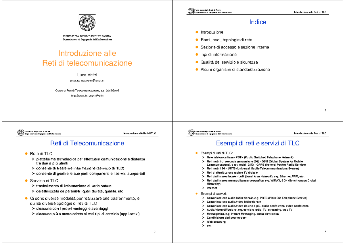 Reti TLC-01 Introduzione 4x - Introduzione alle Reti di ...