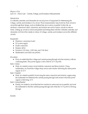 Lab 200 - Electrostatics - Electric Charge and Force - Lab Report ...