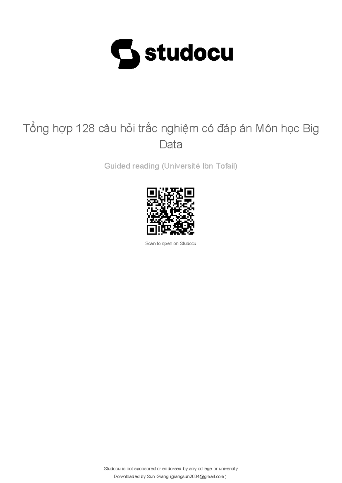 Tong hop 128 cau hoi trac nghiem co dap an mon hoc big data - Tổng hợp 128 câu hỏi trắc nghiệm ...