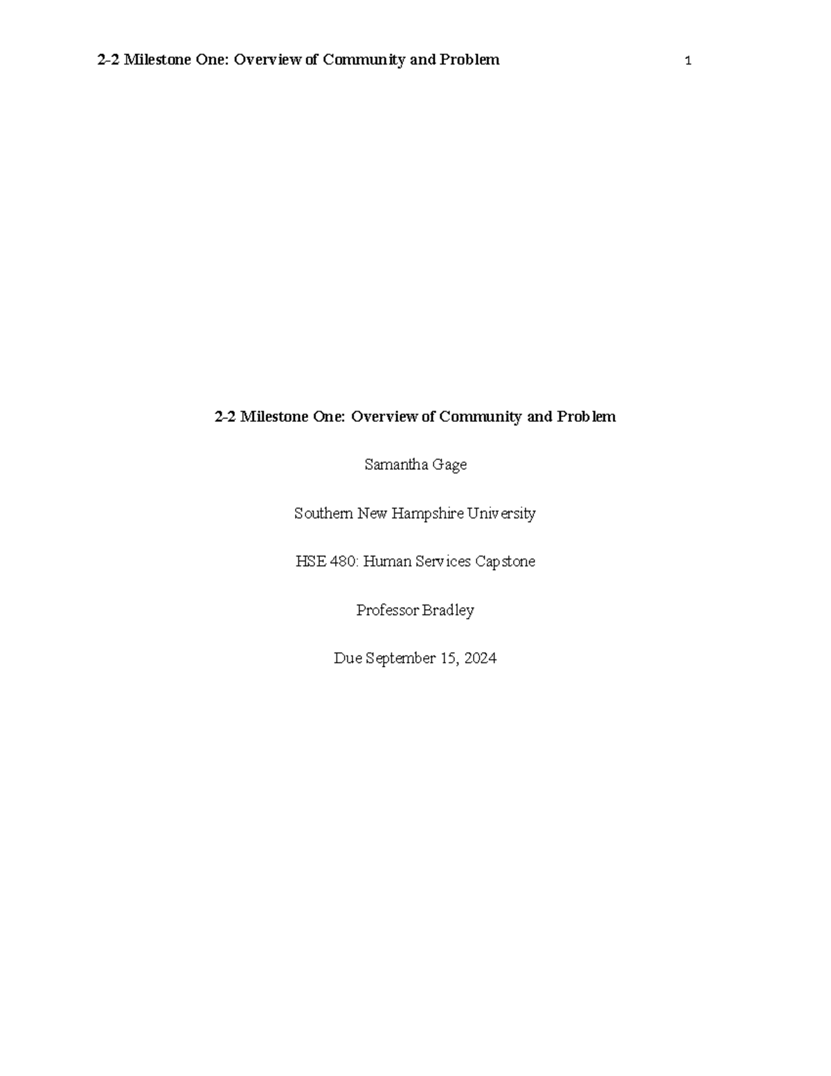 2-2 Milestone One Overview of Community and Problem - Pittsfield is a ...