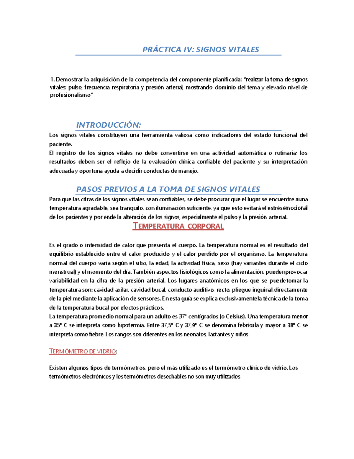 Signos vitales Prueba - clases para repasar - PR¡CTICA IV: SIGNOS ...