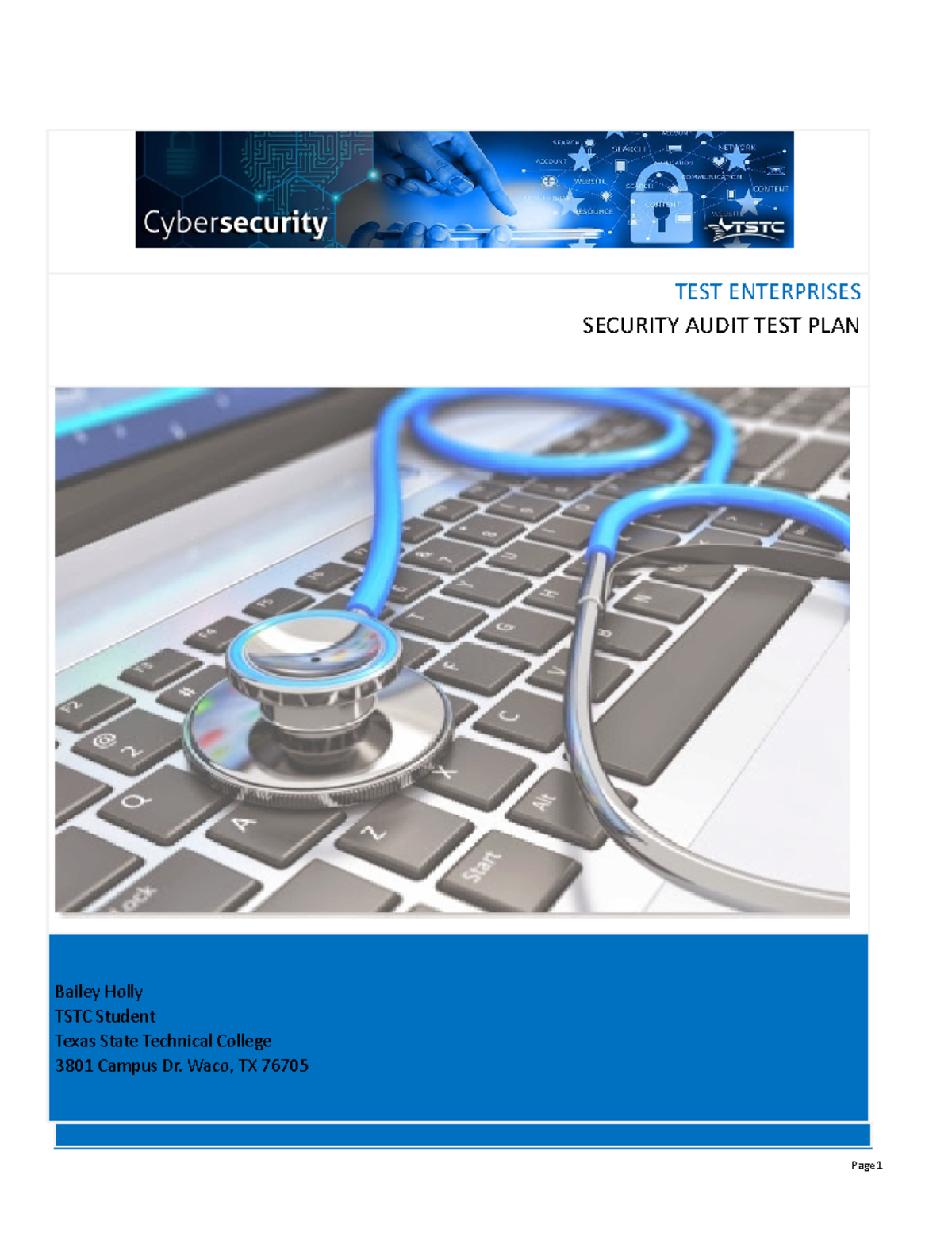 Audit Test Plan - N/A - TEST ENTERPRISES SECURITY AUDIT TEST PLAN ...