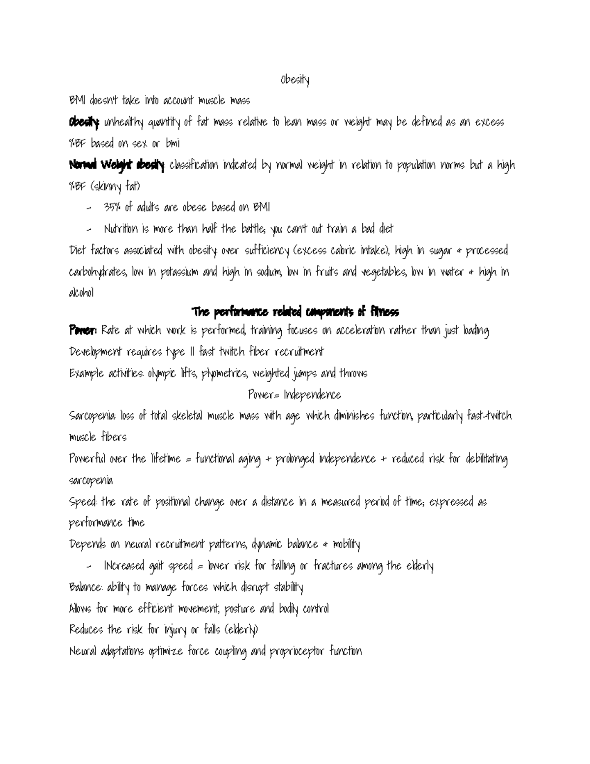 1 23-2 - Lecture notes - Obesity BMI doesn’t take into account muscle ...