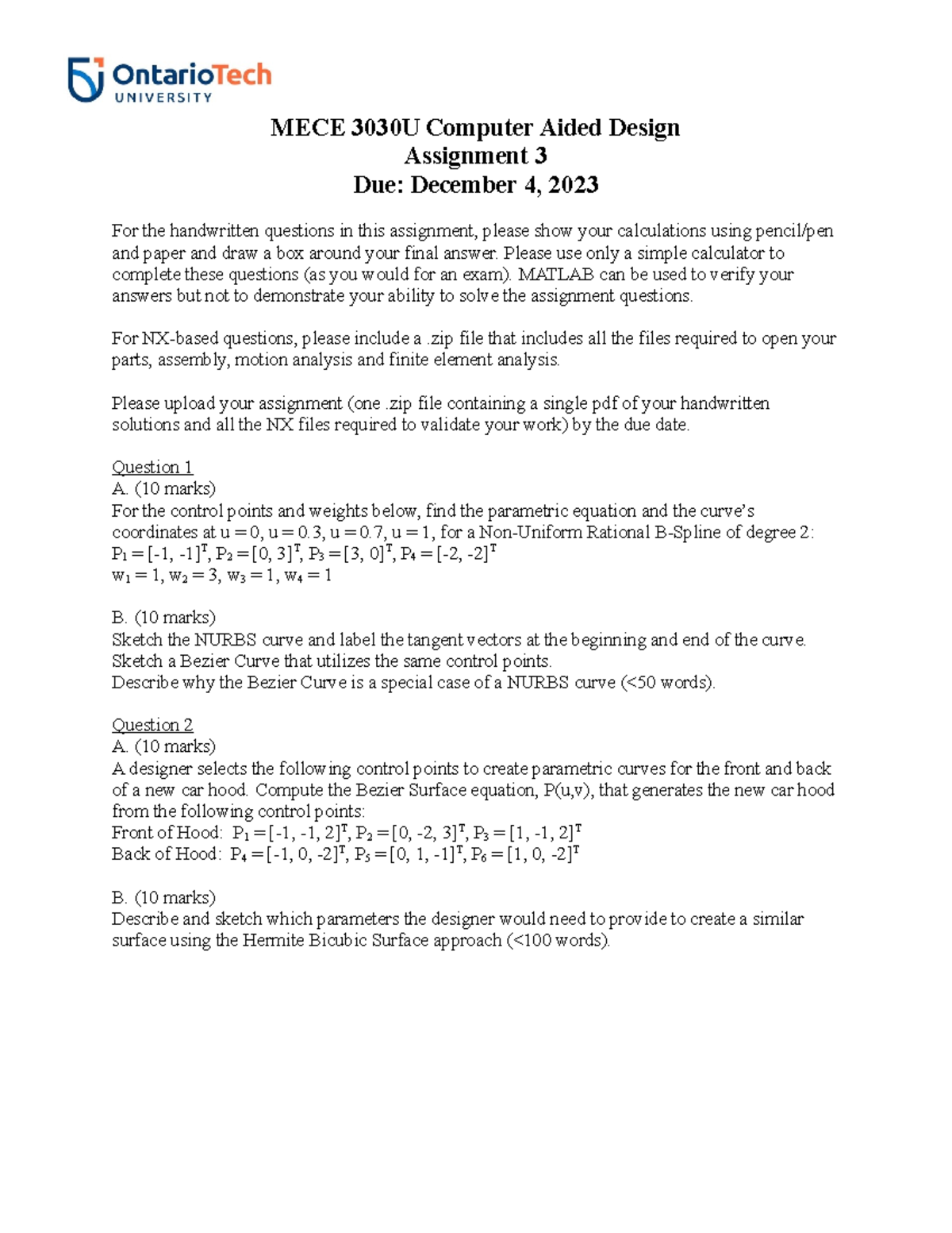 Assignment 3 Instructions - MECE 3030U Computer Aided Design Assignment ...