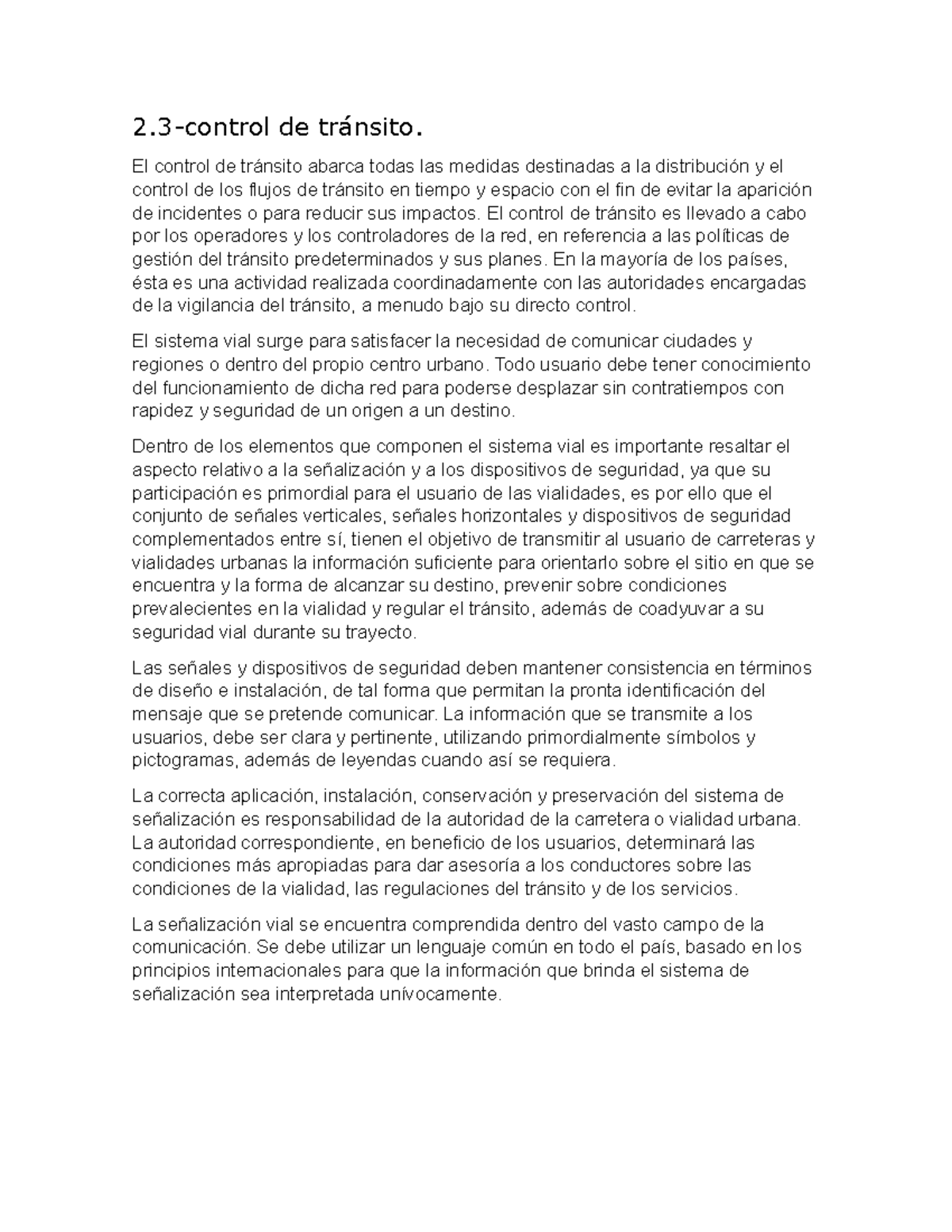 2.3-control de tránsito - El control de tránsito abarca todas las ...