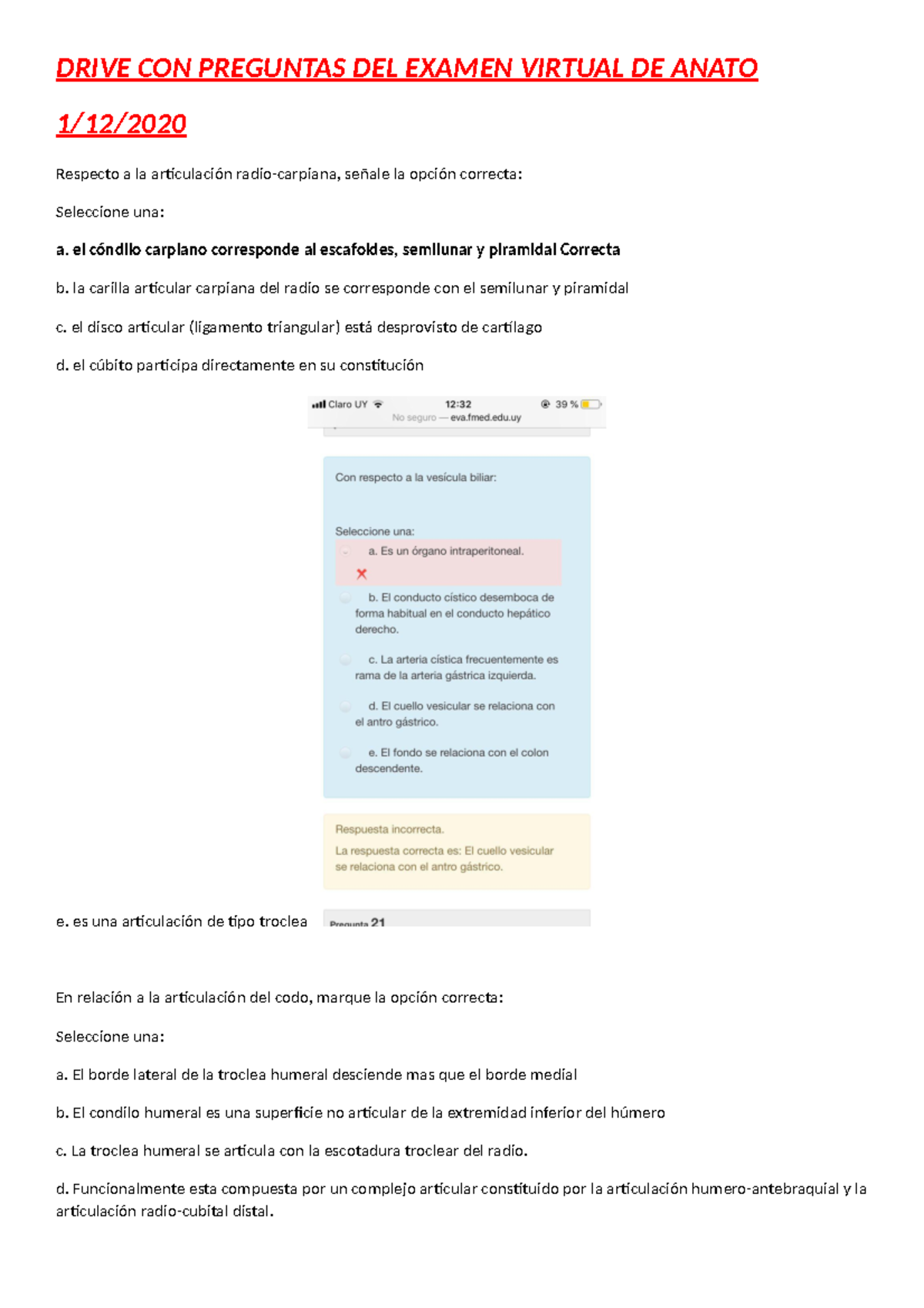 Examen Anato - 2do año Medicina - DRIVE CON PREGUNTAS DEL EXAMEN ...