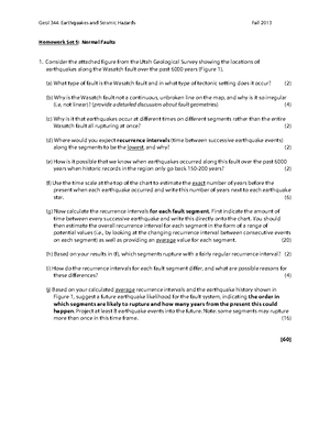 Earthquakes and Seismic Hazards - Homework 1 - Geol 344: Earthquakes ...