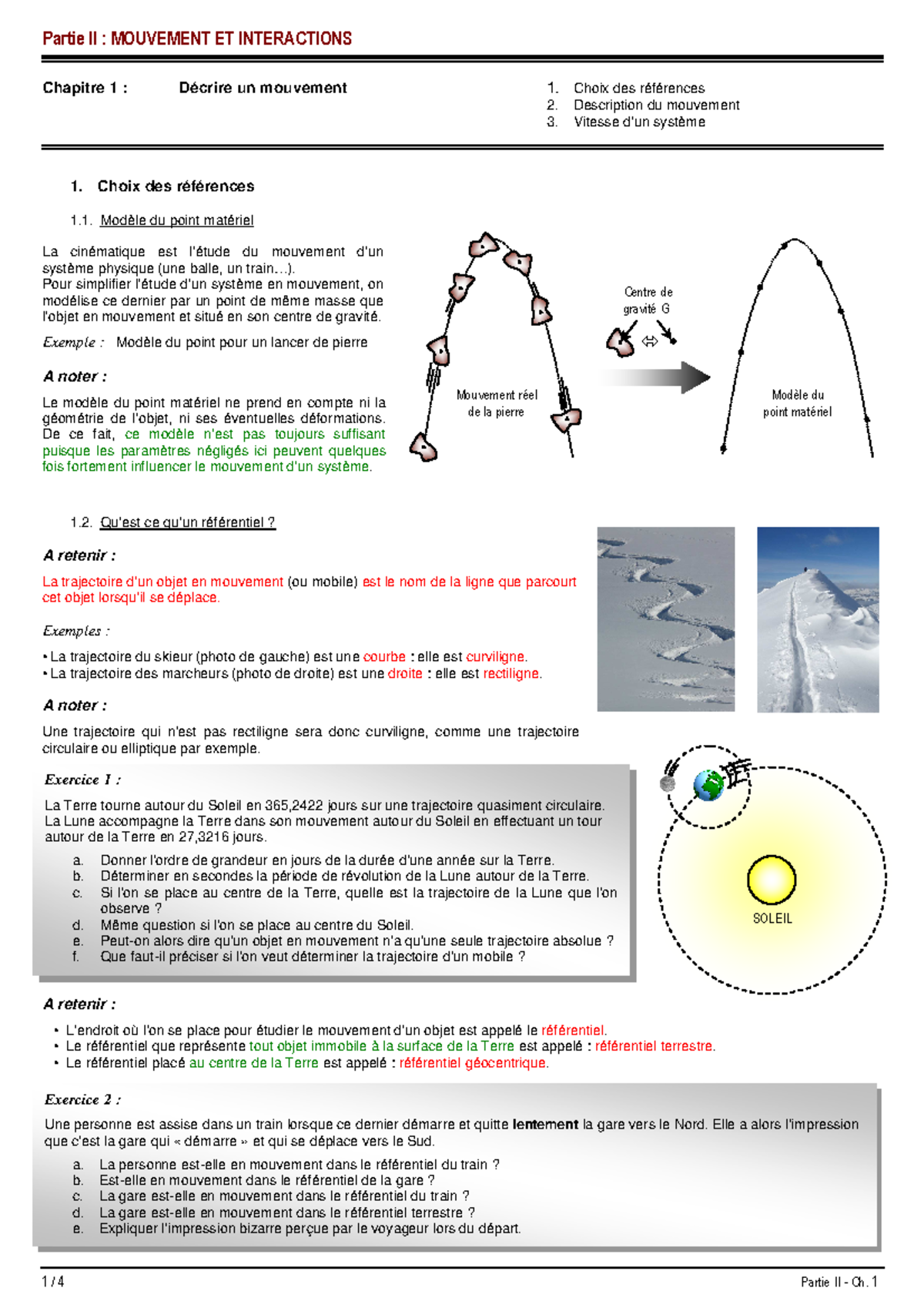2 1 decrire un mouvement - Partie II : MOUVEMENT ET INTERACTIONS ...